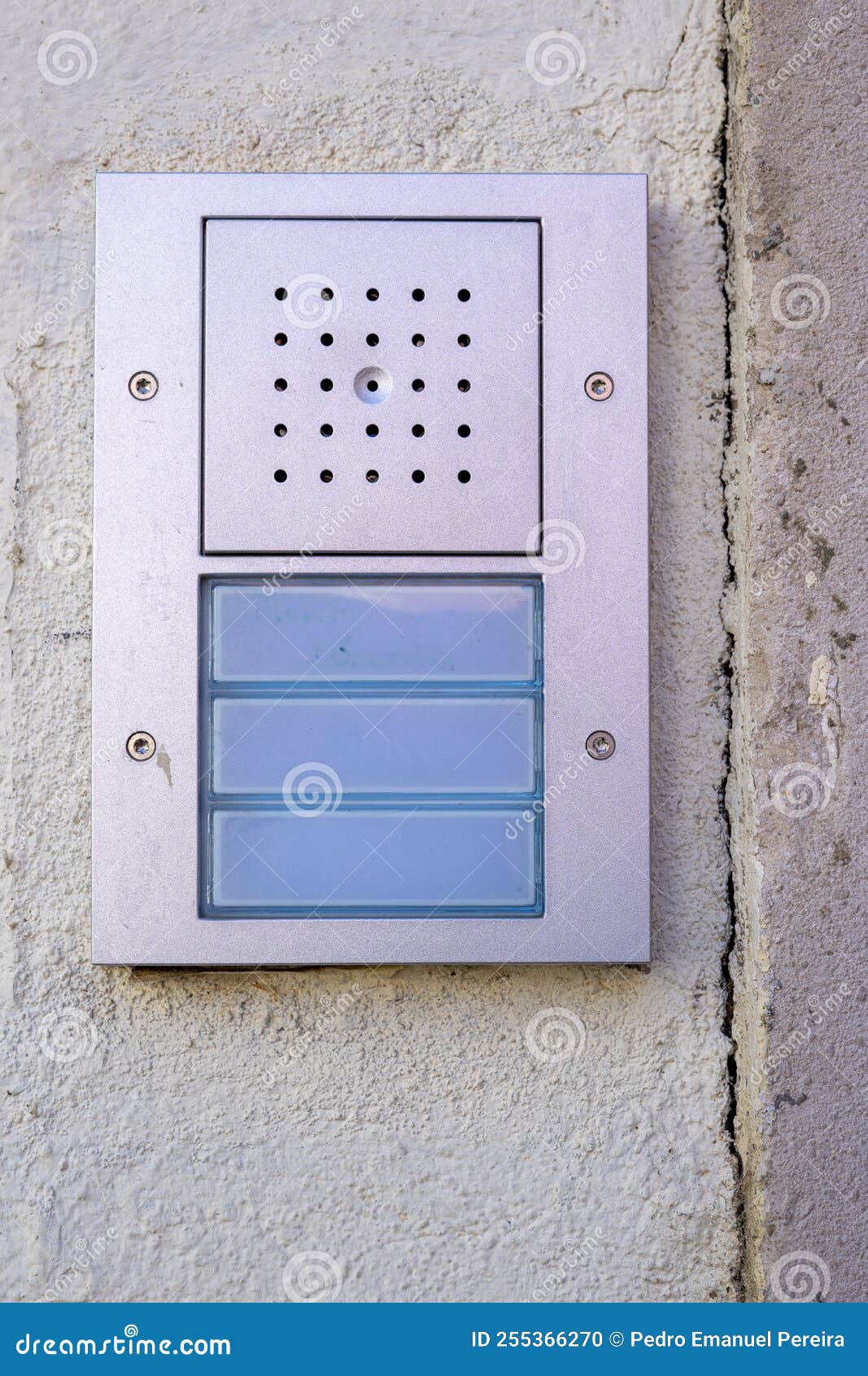 Building Intercom with 3 Buttons and a Speaker in Chrome Metal Stock ...