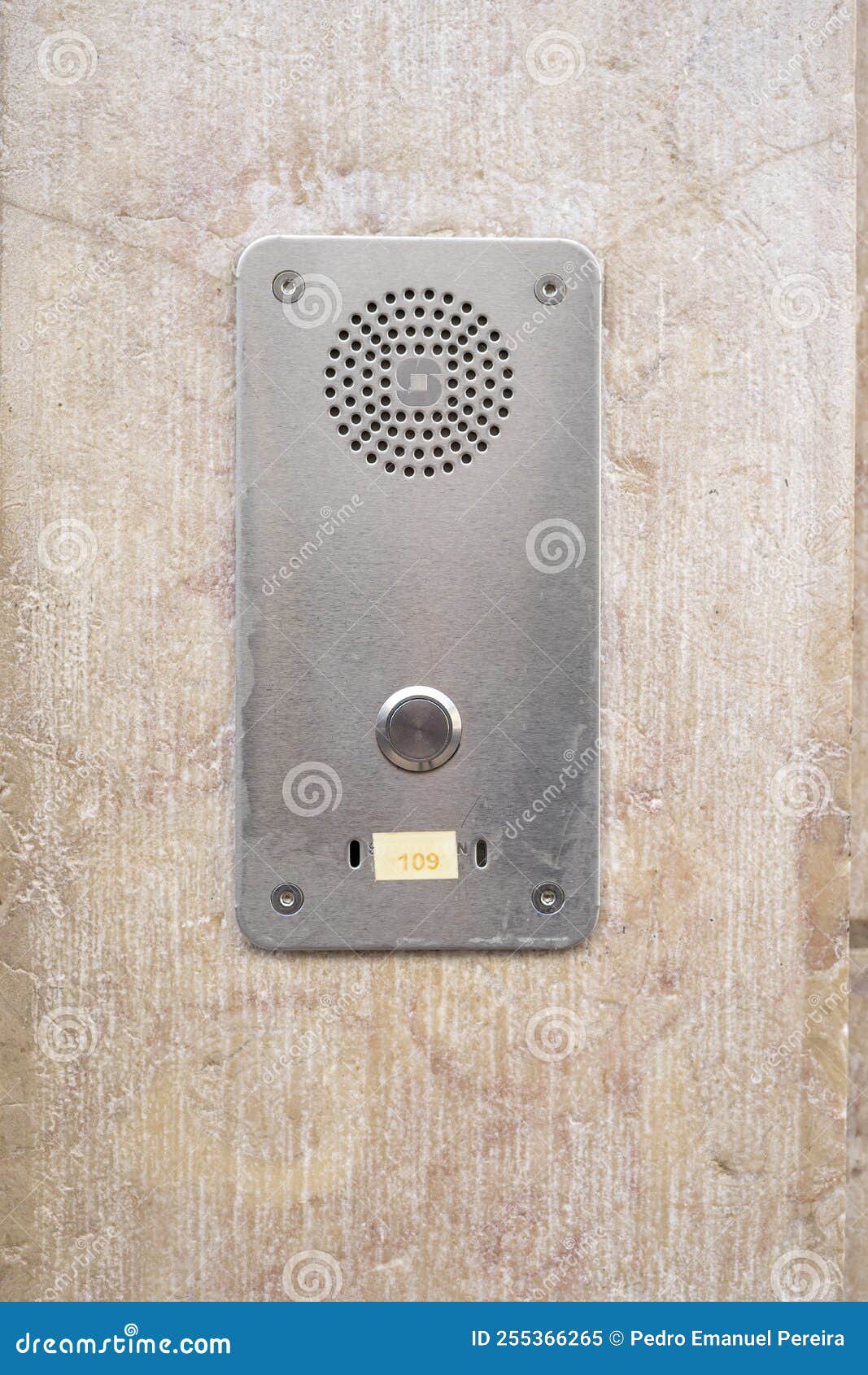 Building Intercom with One Button and Speaker in Chrome Metal Stock ...
