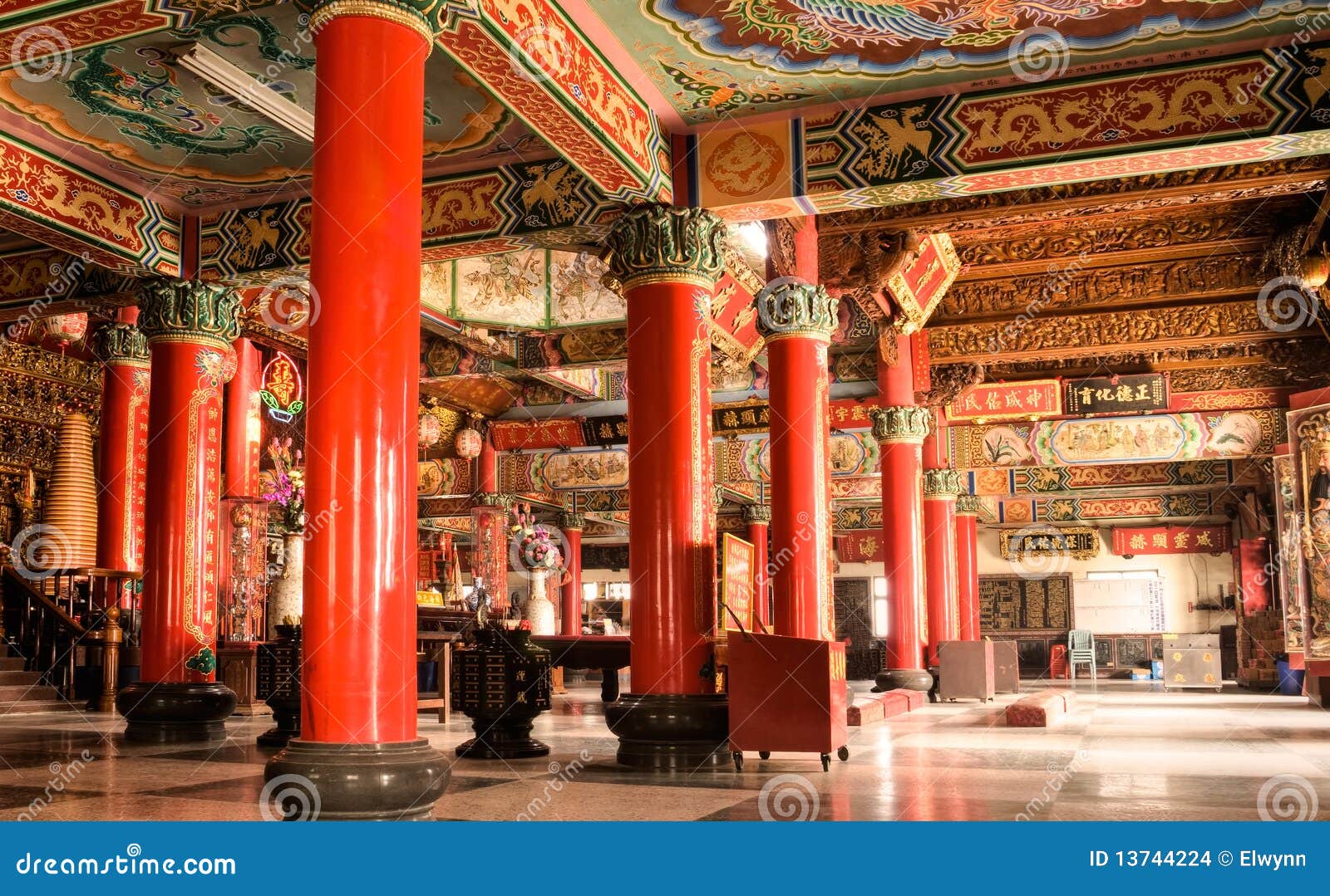 Building Interior of Colorful China Temple Stock Photo - Image of ...