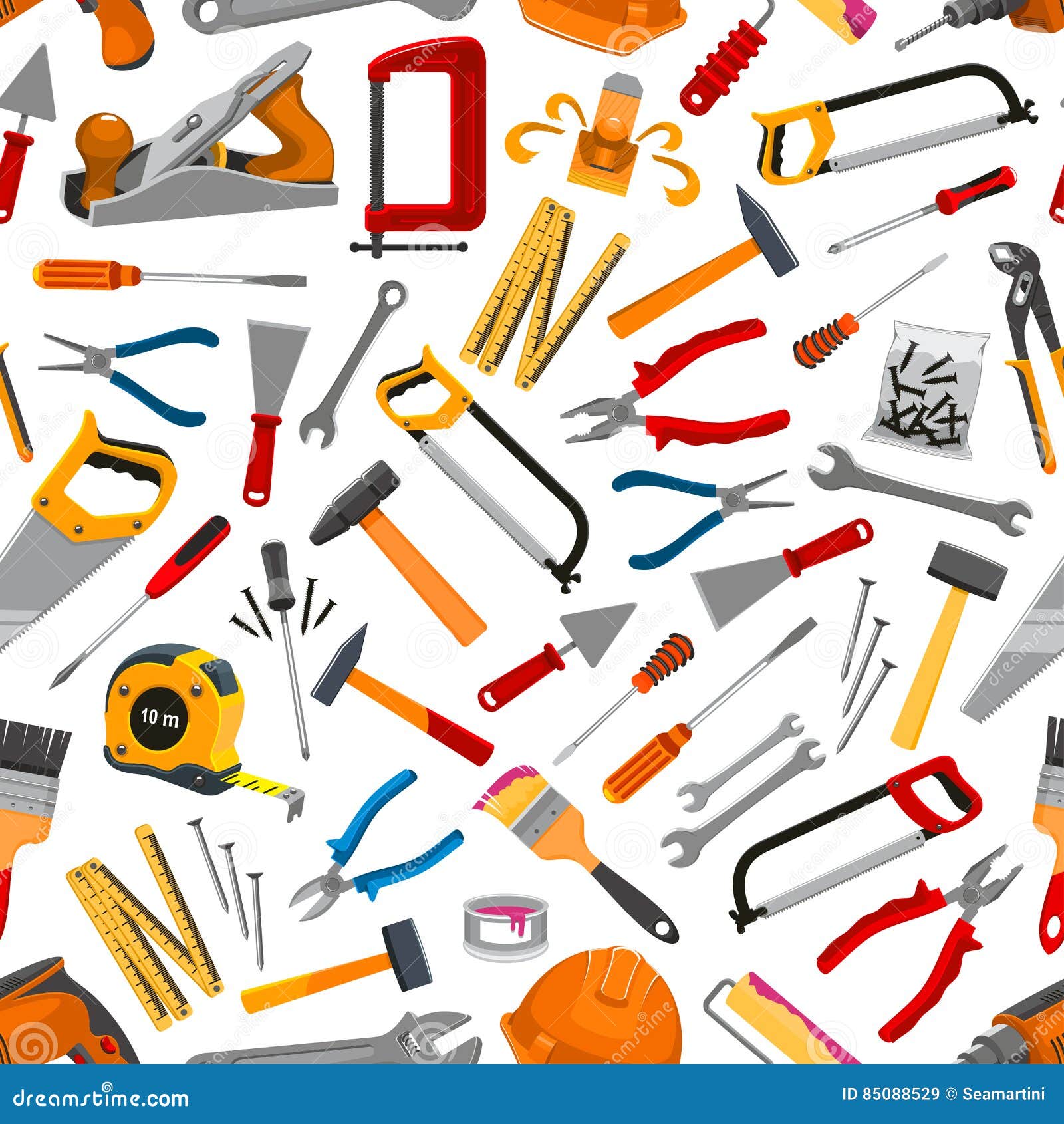 Building Items Seamless Pattern Background Stock Vector - Illustration ...