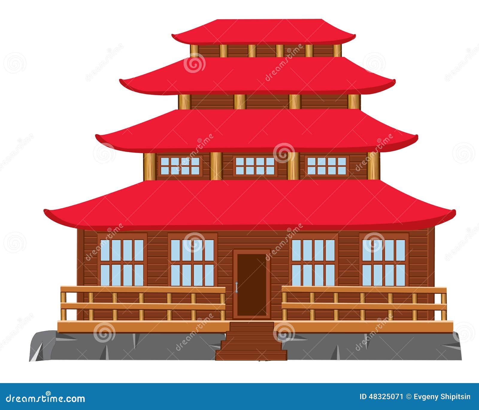 Building Of The Japanese Architecture Cartoon Vector | CartoonDealer ...
