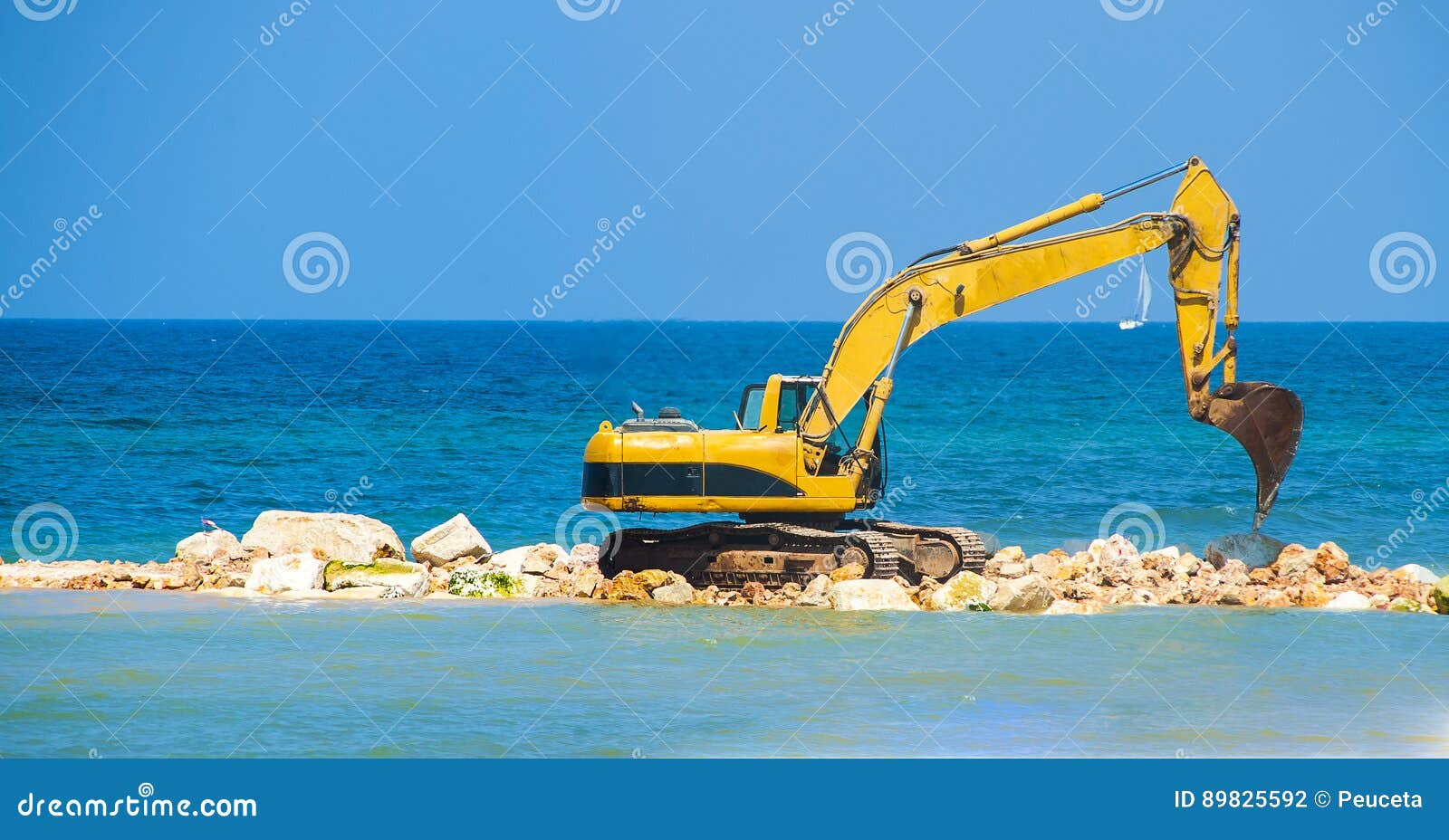 Building the Jetty with Heavy Excavator Stock Photo - Image of ...