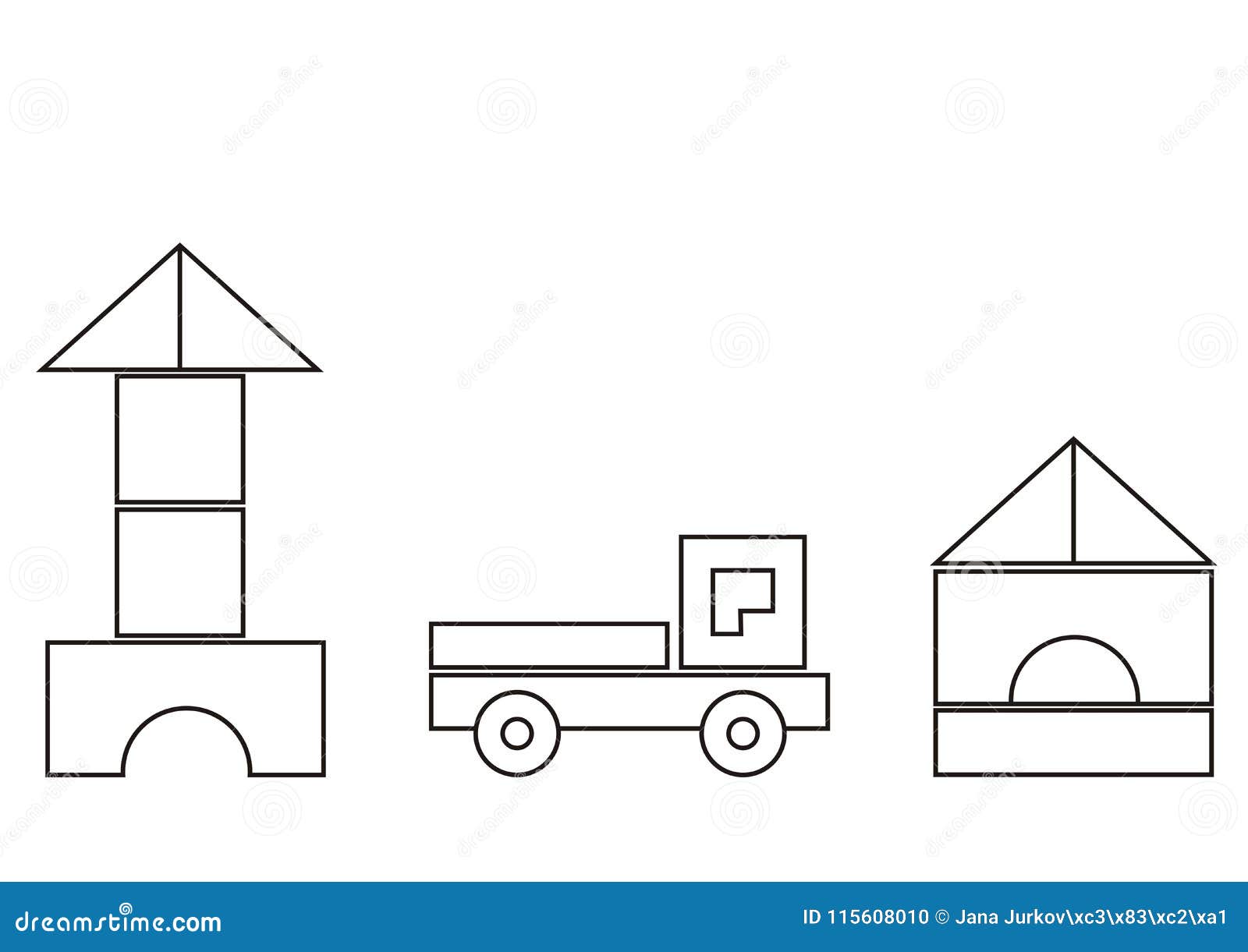 Building Kit, Basic Shapes, Coloring Book for Children, Vector Icon ...