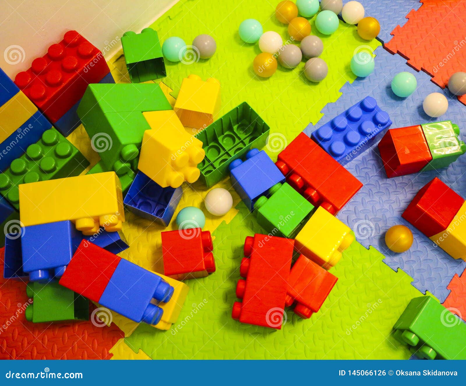 Building Kit. Details of Different Form from Plastic Color Children`s ...