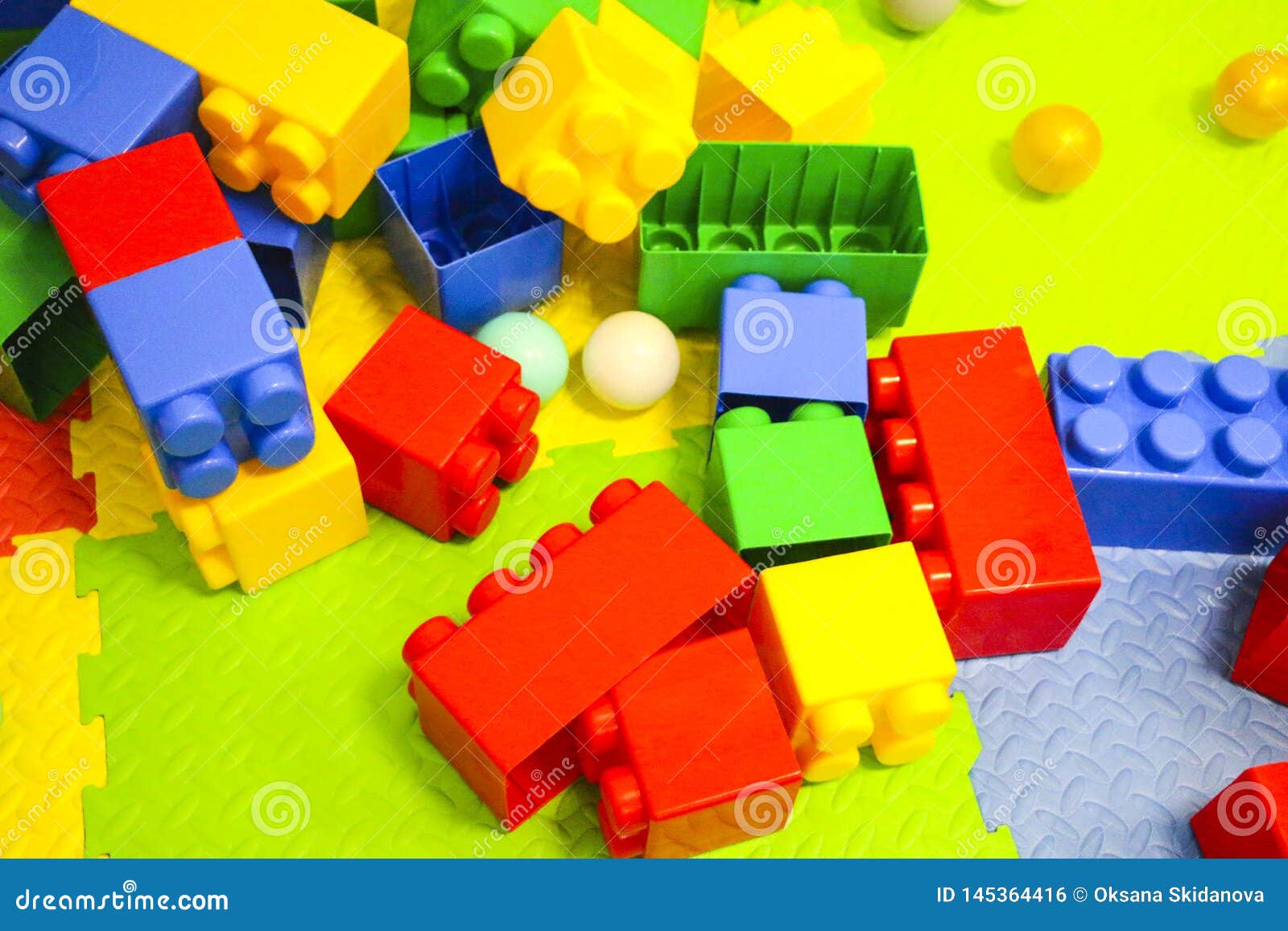 Building Kit. Details of Different Form from Plastic Color Children`s ...