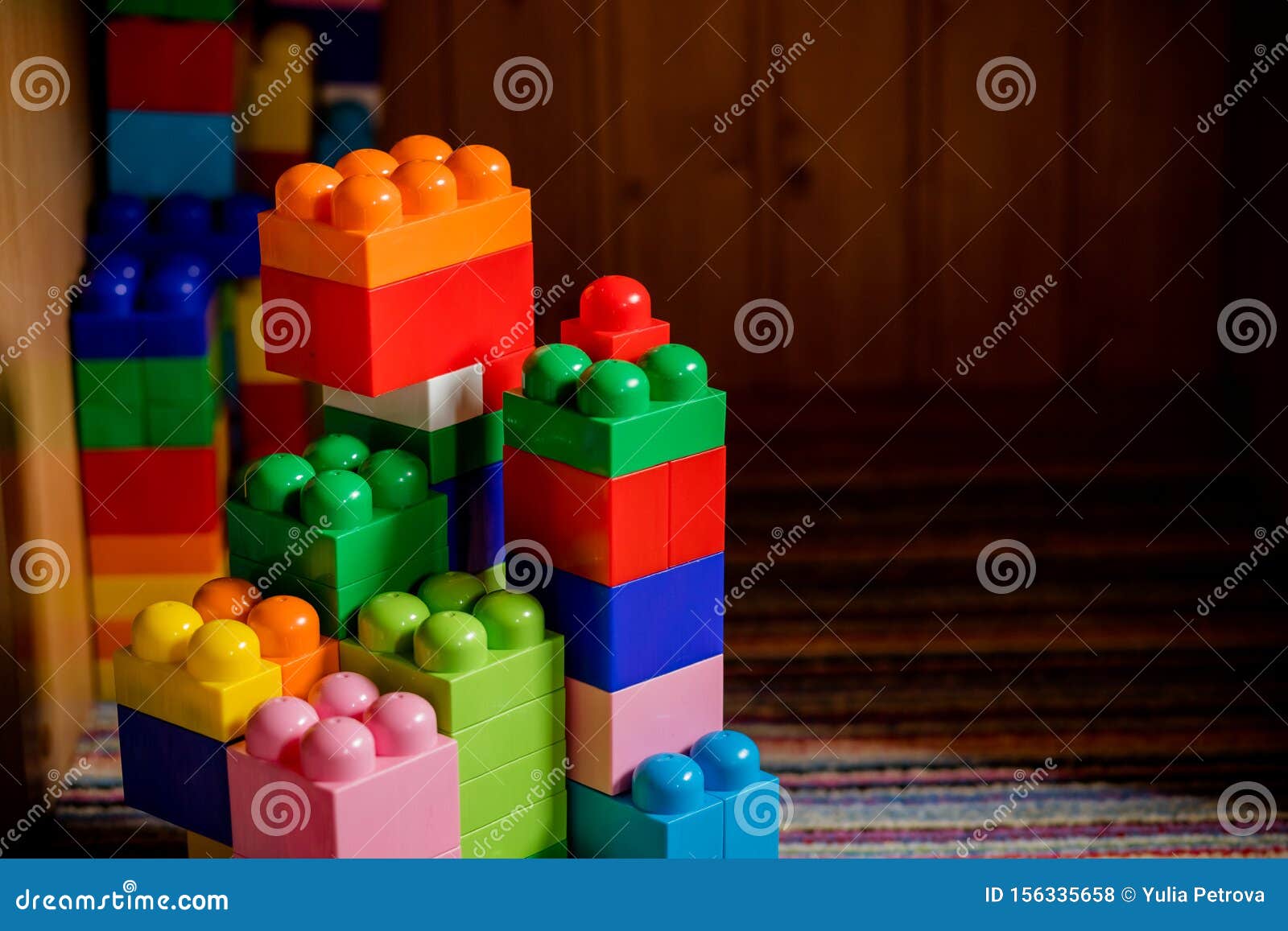 Building Kit. Details of a Different Form from Plastic Color Children`s ...