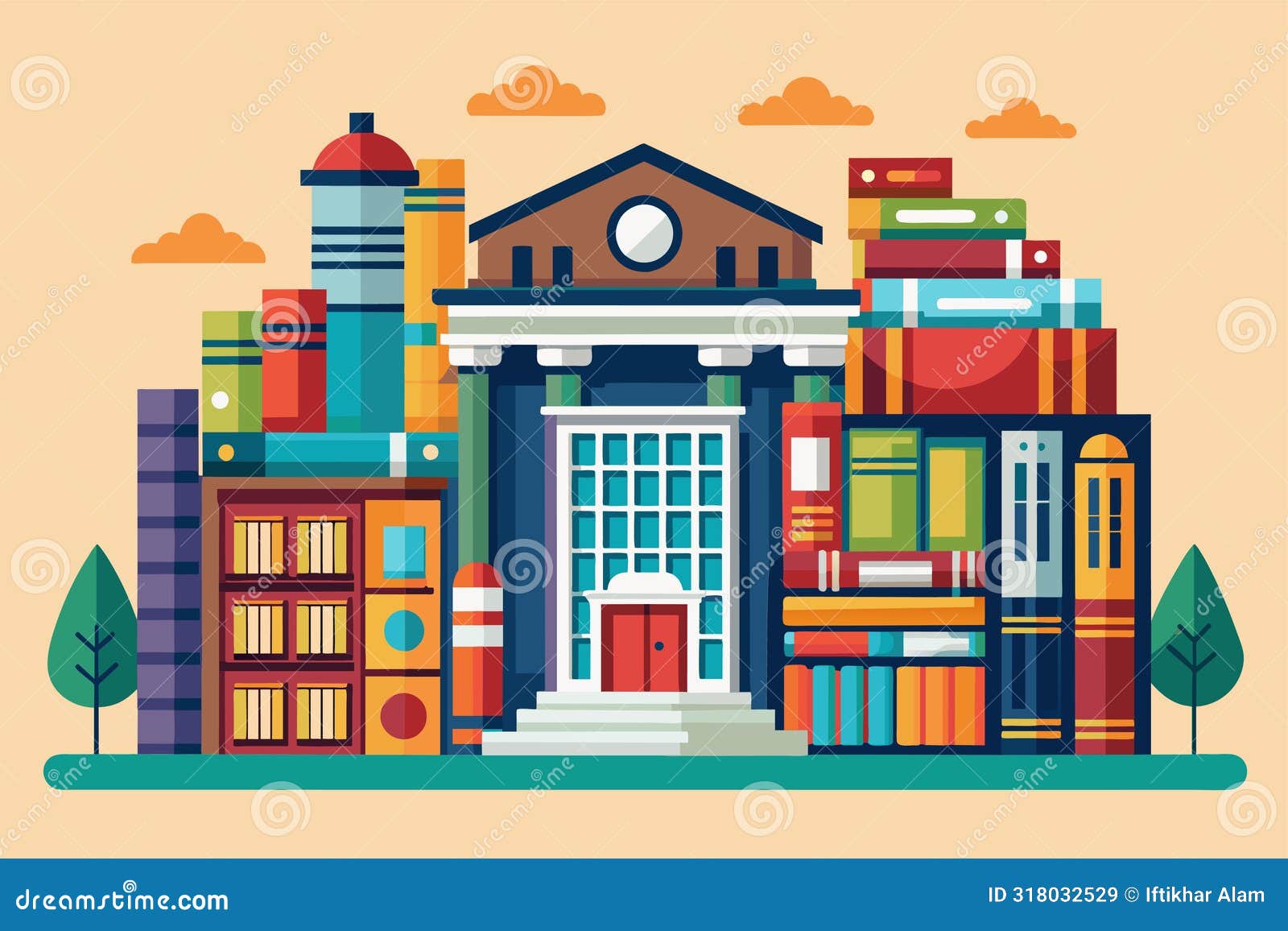 A Building with a Large Collection of Books Displayed on Its Rooftop ...