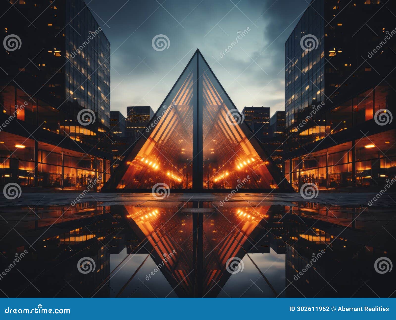 A Building with a Large Triangular Shaped Building in Front of it Stock ...