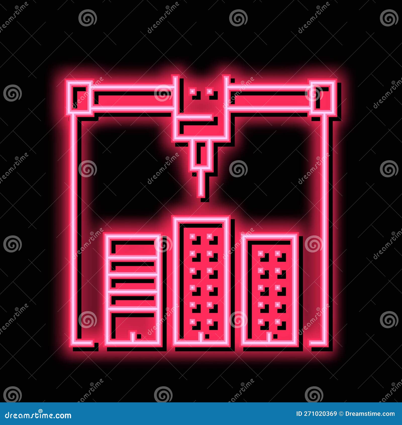 Building Layout 3d Printer Neon Glow Icon Illustration Stock Vector ...