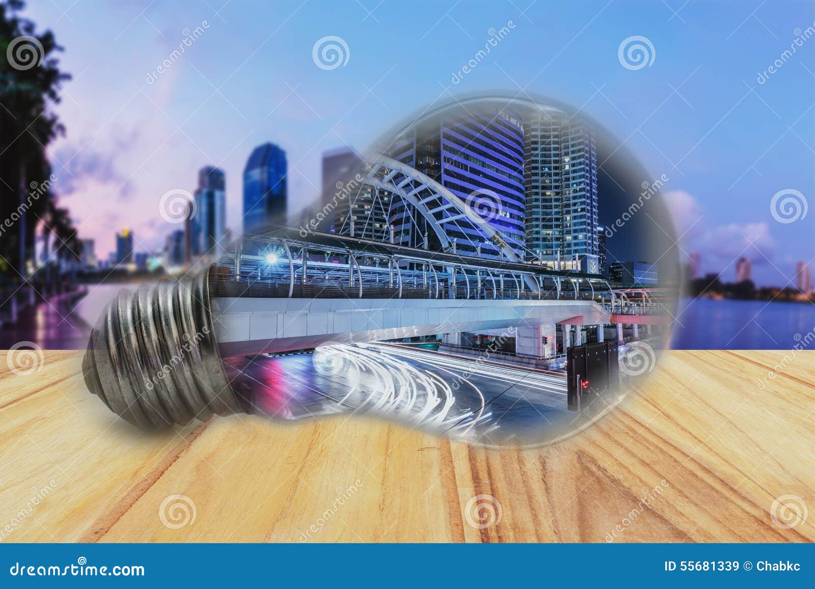 Building on the Light Bulb on Wood Stock Image - Image of concept ...