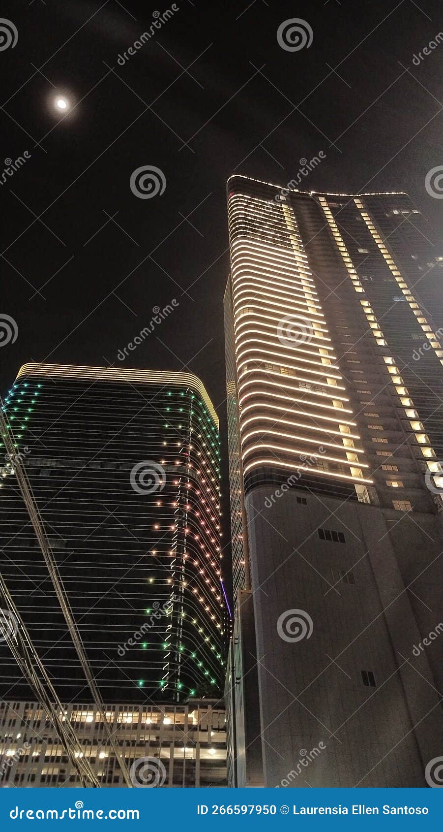 Building Light at Night and Moonlight Stock Photo - Image of wall ...