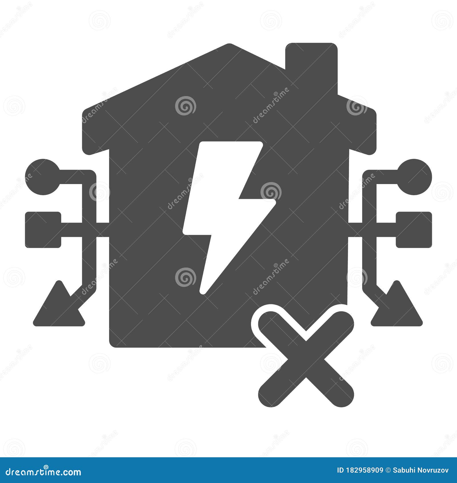 Building with Lightning and Connections Solid Icon, Smart House Symbol ...