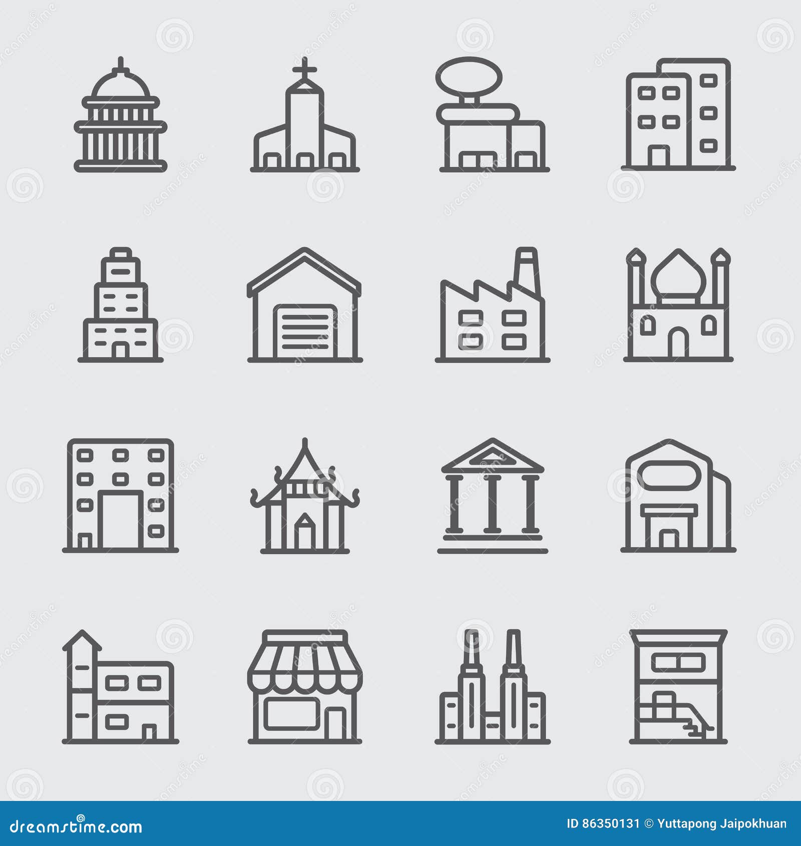 Building line icon stock vector. Illustration of construction - 86350131