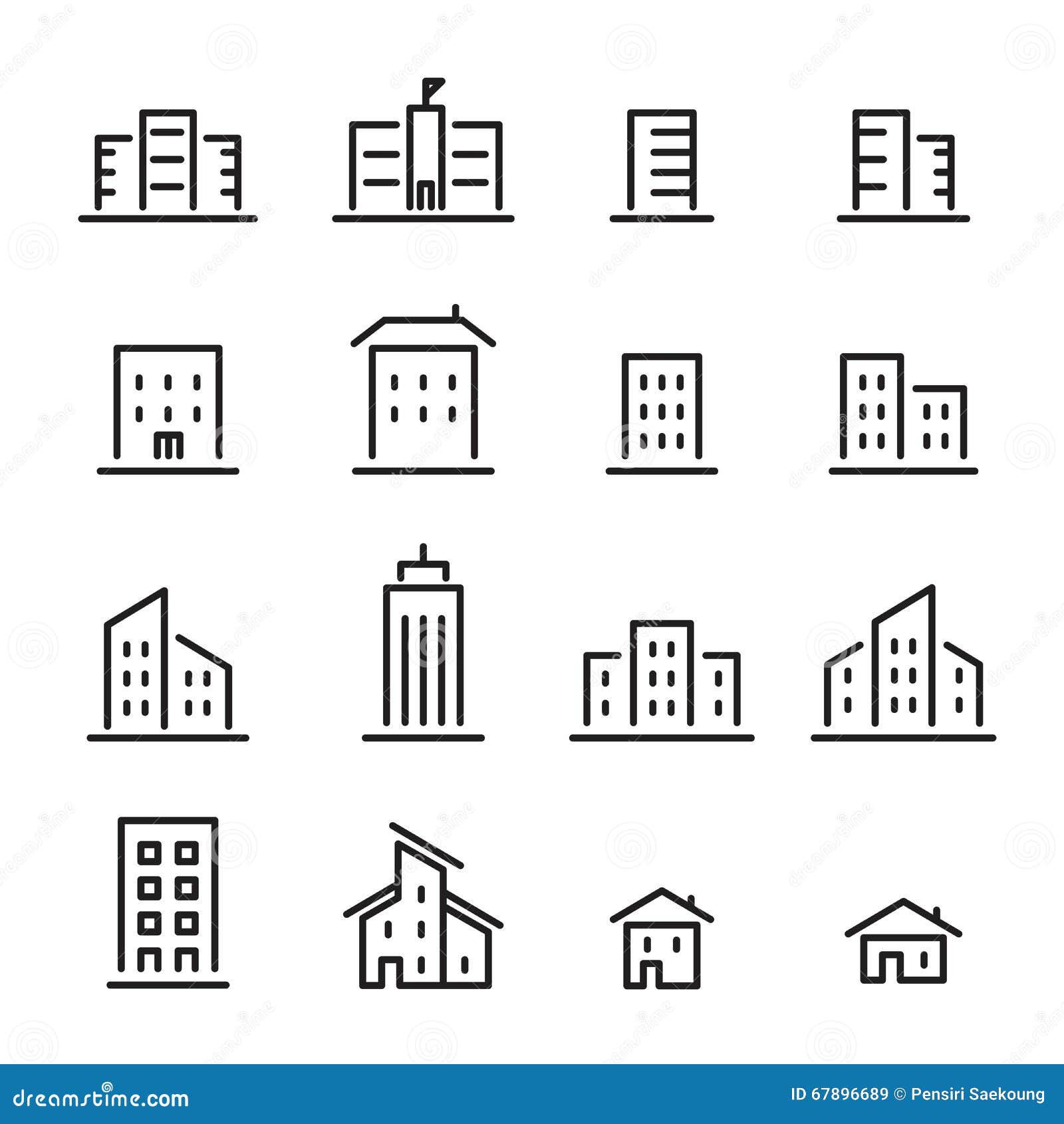 Building line icon stock vector. Illustration of real - 67896689
