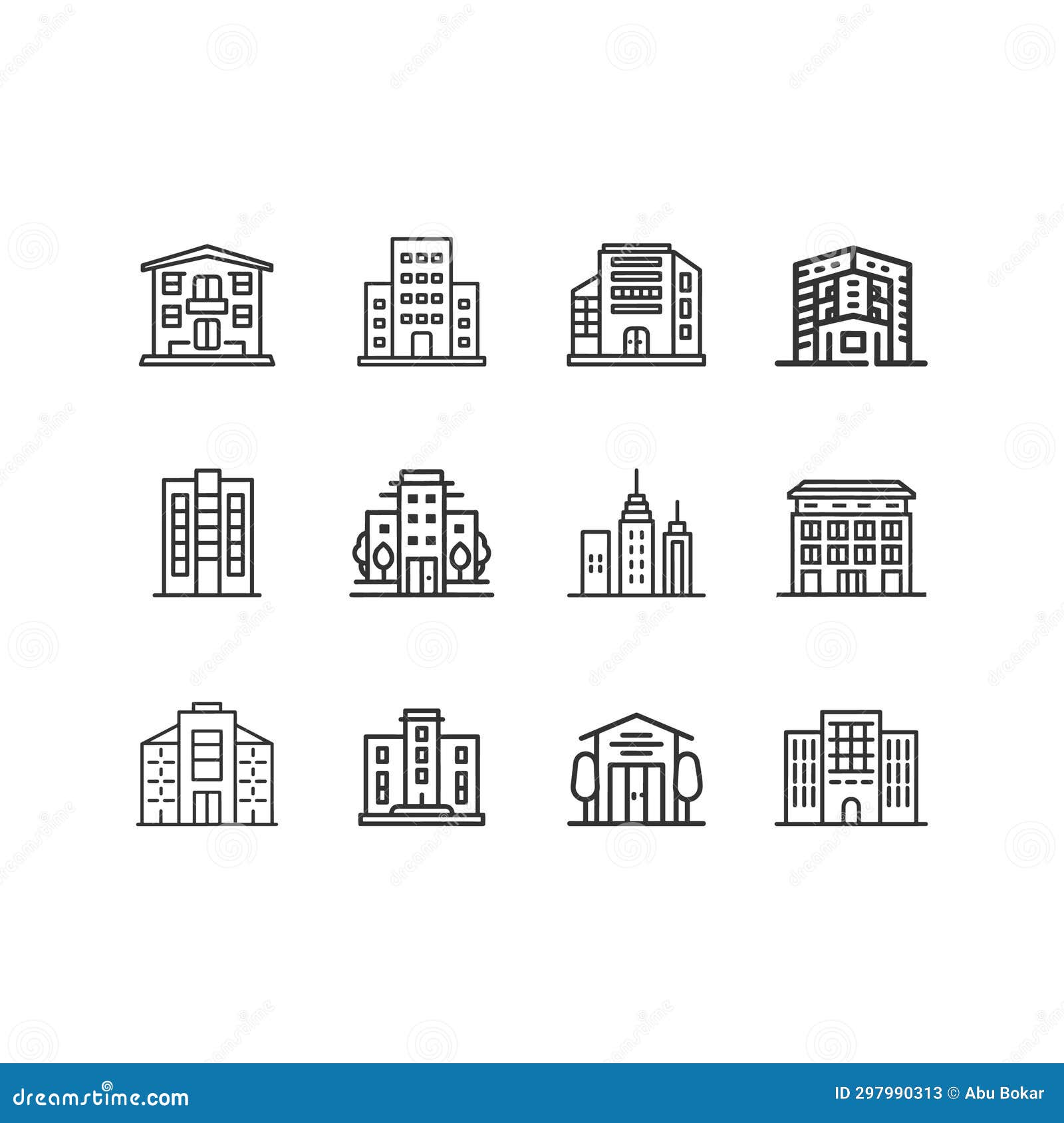 Building line icons vector stock illustration. Illustration of ...