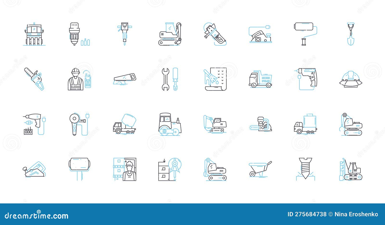 Building Linear Icons Set. Architecture, Foundation, Skyscraper, Construction, High-rise ...