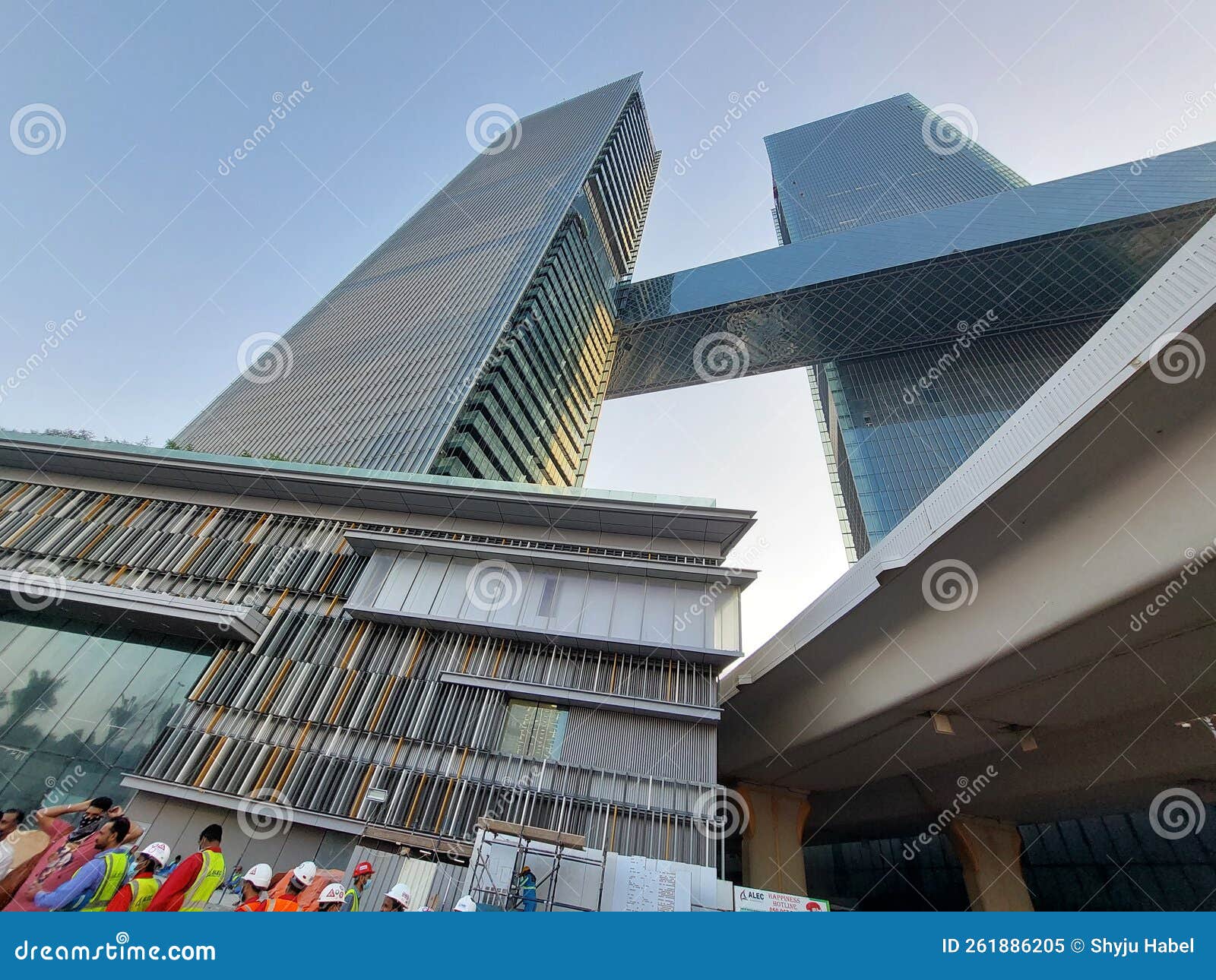 Building Link Bridge Two Tower Editorial Image - Image of building ...