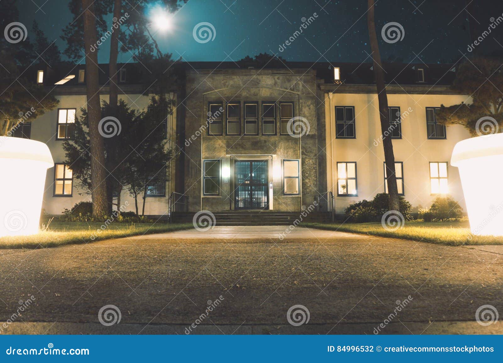 Building And Lit Courtyard At Night Picture. Image: 84996532