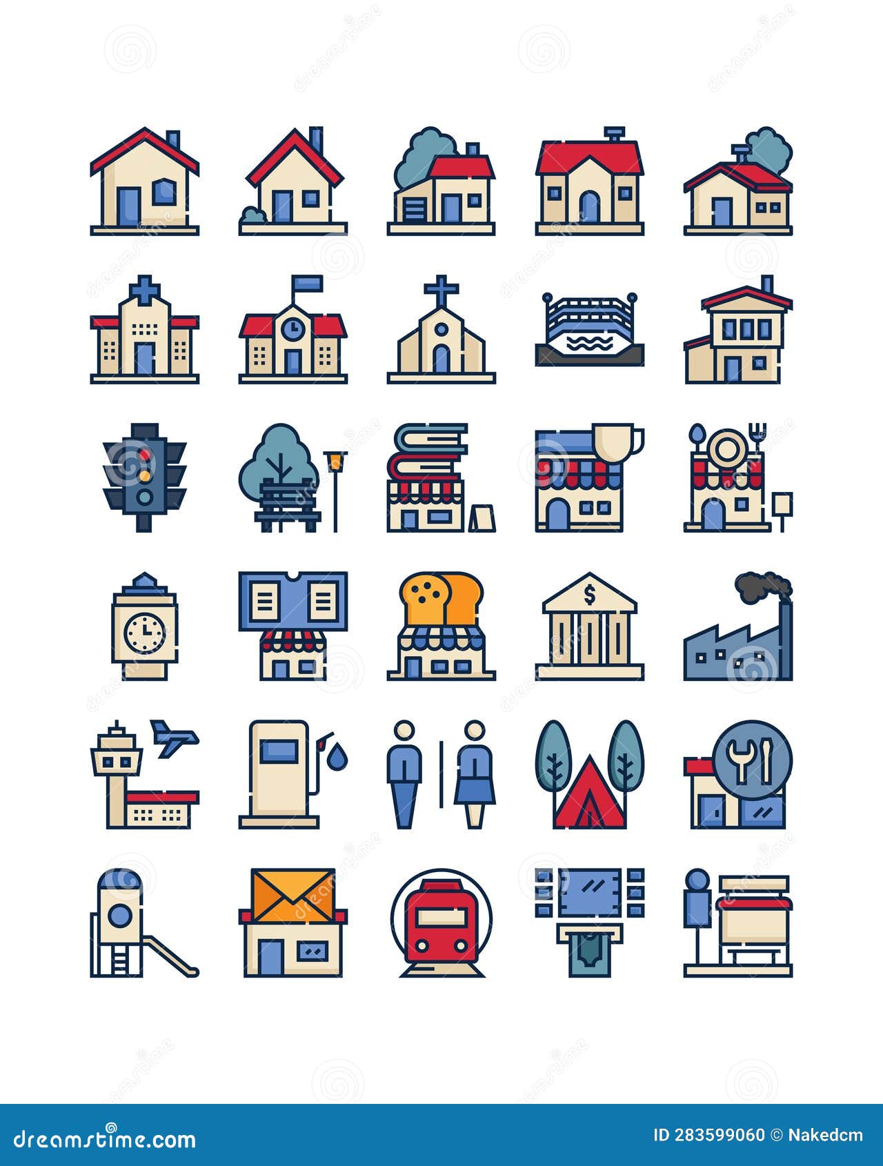 Building Location Map Gps Filled Outline Icon Pack Stock Vector ...