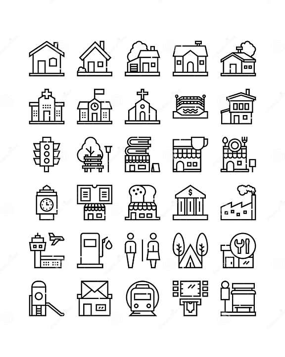 Building Location Map Gps Simple Line Icon Pack Stock Vector ...