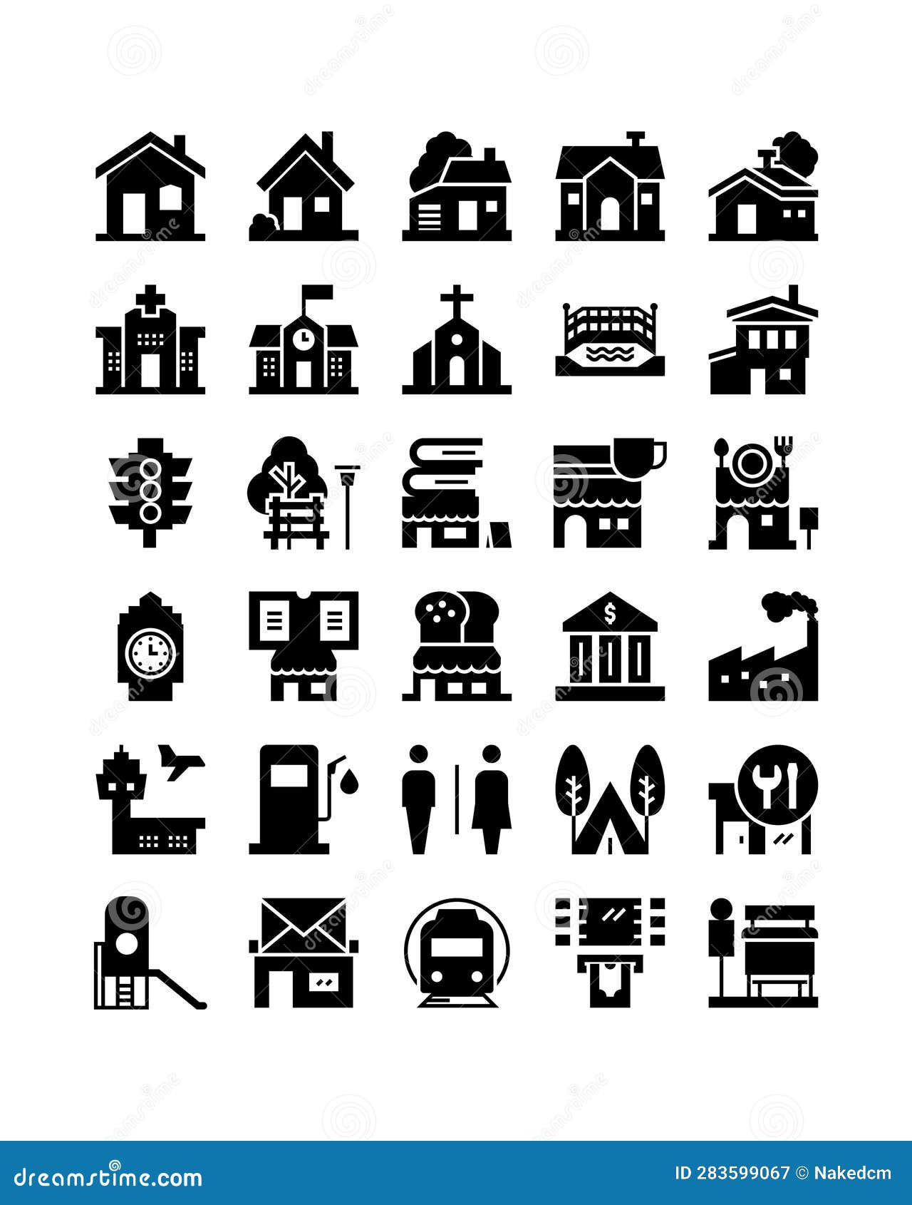 Building Location Map Gps Solid Glyph Icon Pack Stock Vector ...