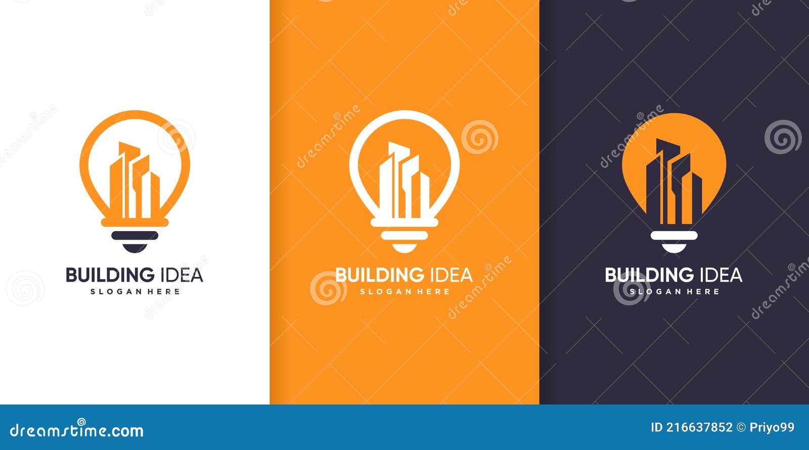 Building Logo with Bulb Idea Concept Premium Vector Stock Vector ...