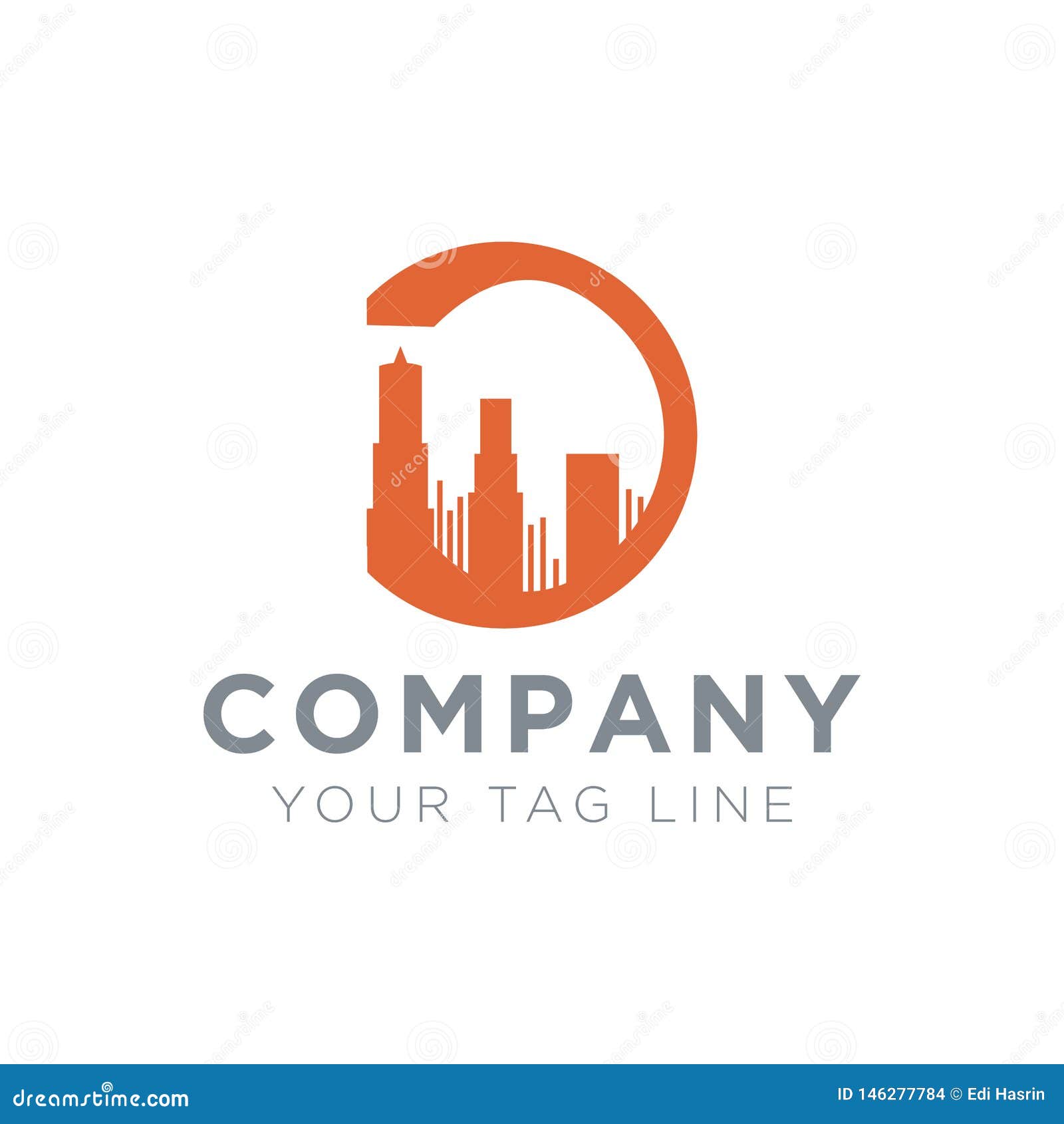 Building Logo in a Circle in the Shape of Letter D Stock Vector ...