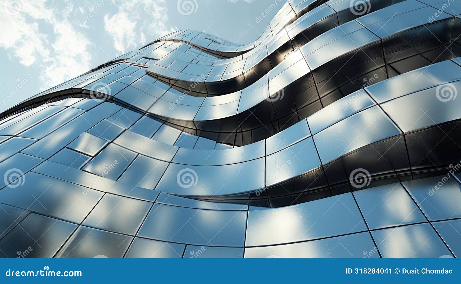 A Building with a Lot of Windows and a Shiny Silver Surface Stock Image ...