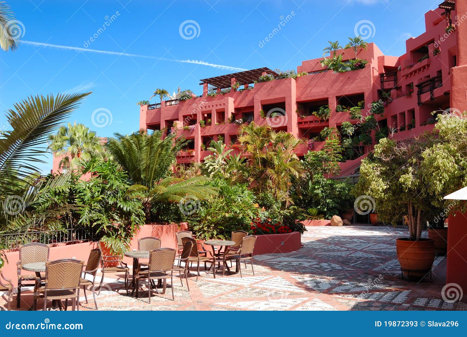 The Building of Luxury Hotel and Outdoor Terrace Stock Image - Image of ...