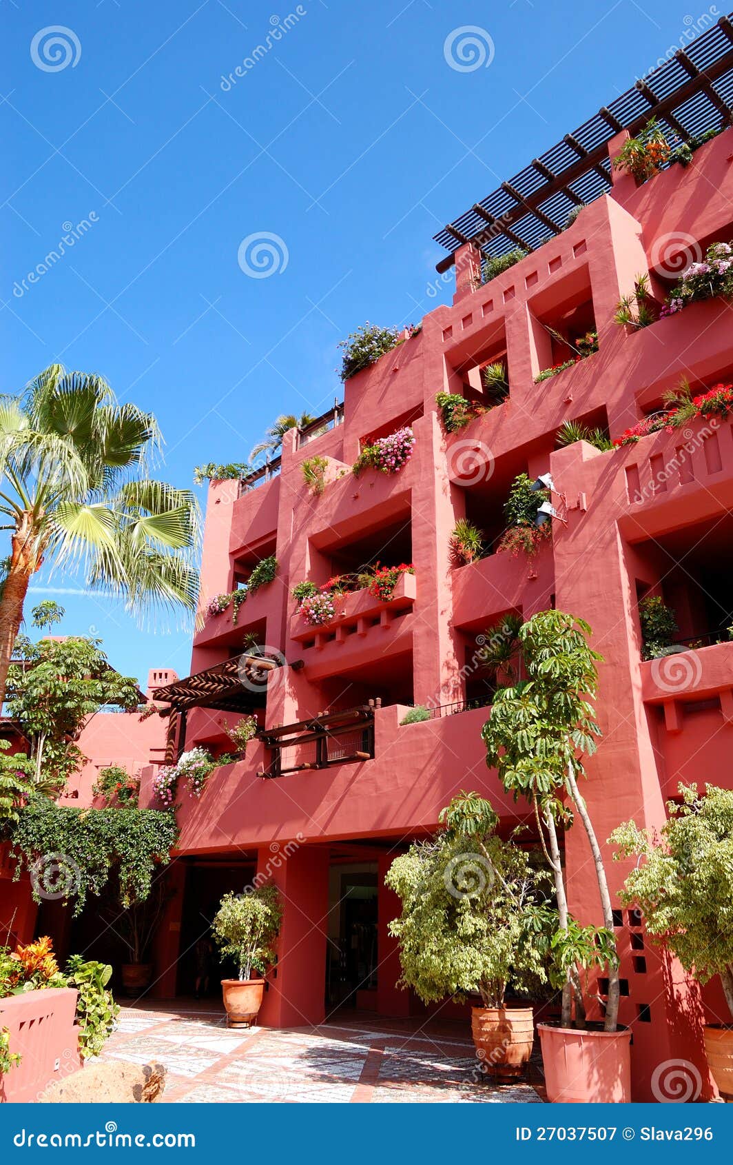 The Building of Luxury Hotel and Outdoor Terrace Stock Image - Image of ...
