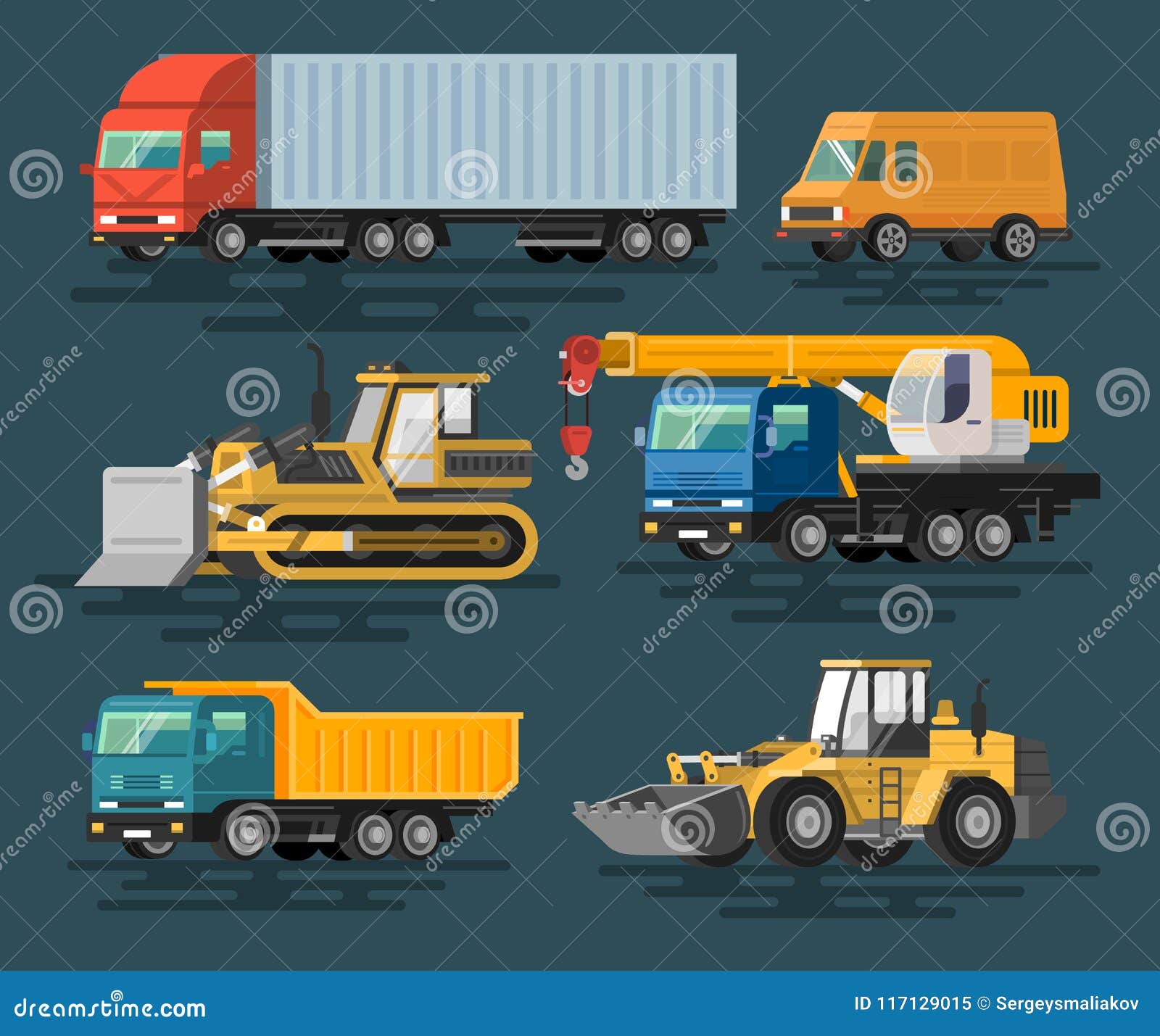 Building machines set. stock vector. Illustration of city - 117129015