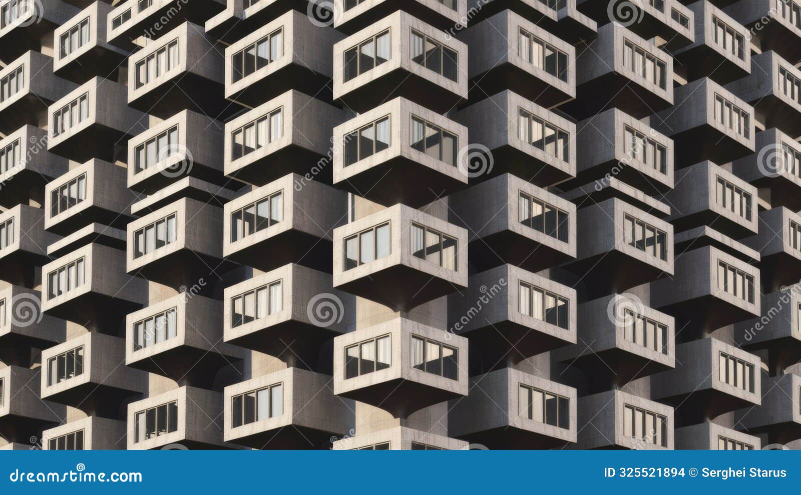 A Building Made of Many Cubes with Windows in between, AI Stock Photo ...