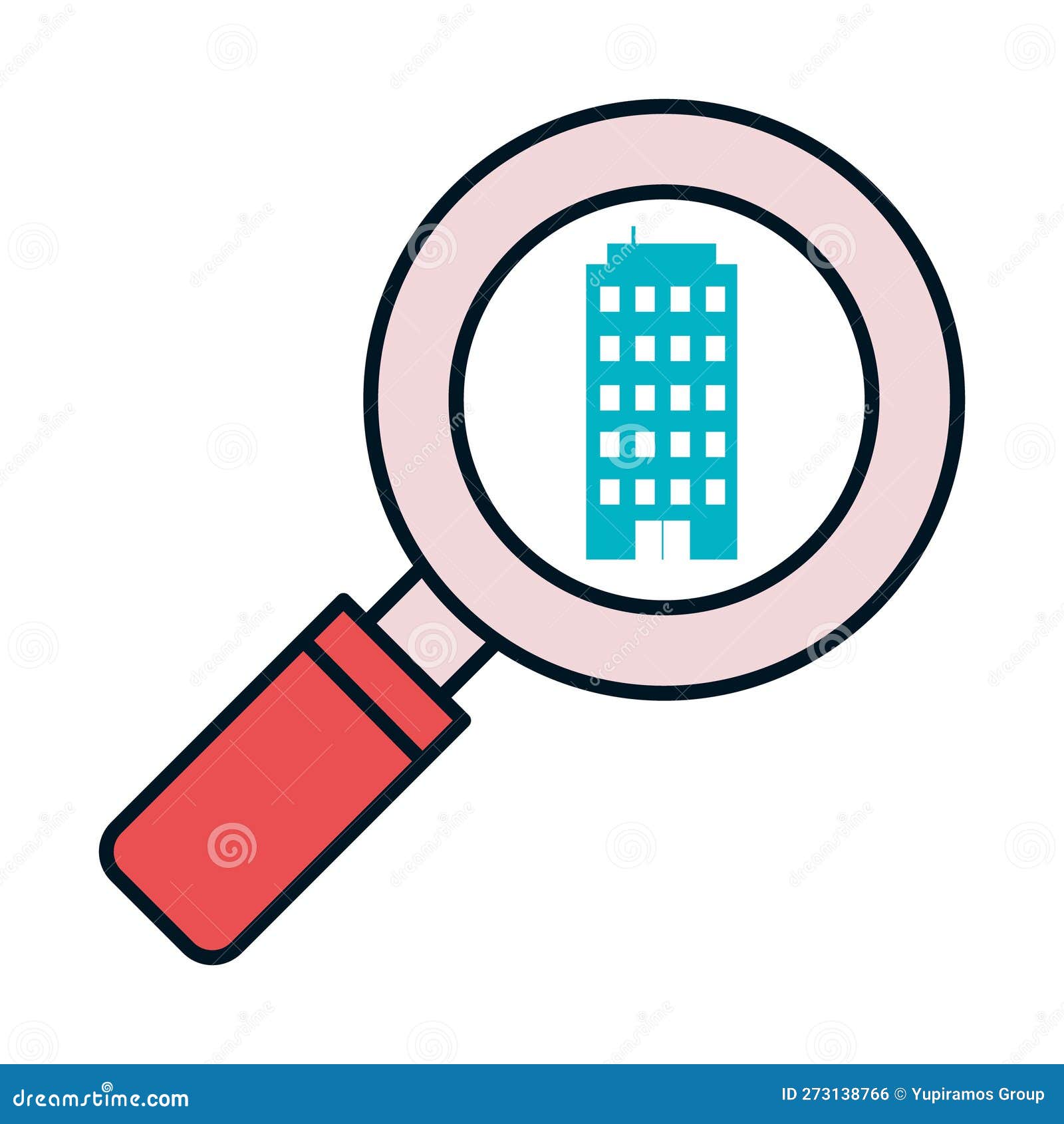 Building in Magnifying Glass Stock Vector - Illustration of urban ...