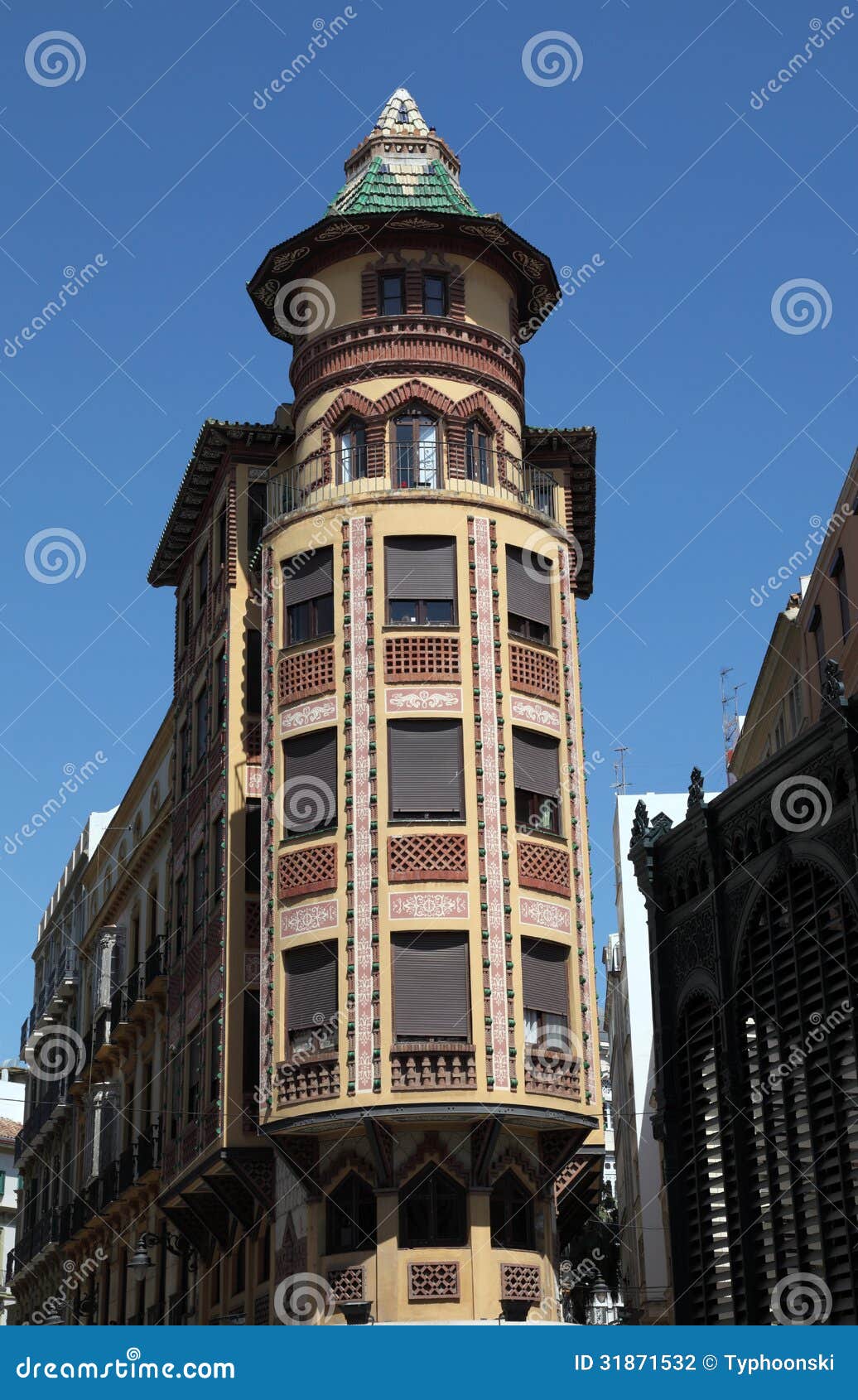 Historic Building in Malaga, Spain Stock Photo - Image of spanish ...