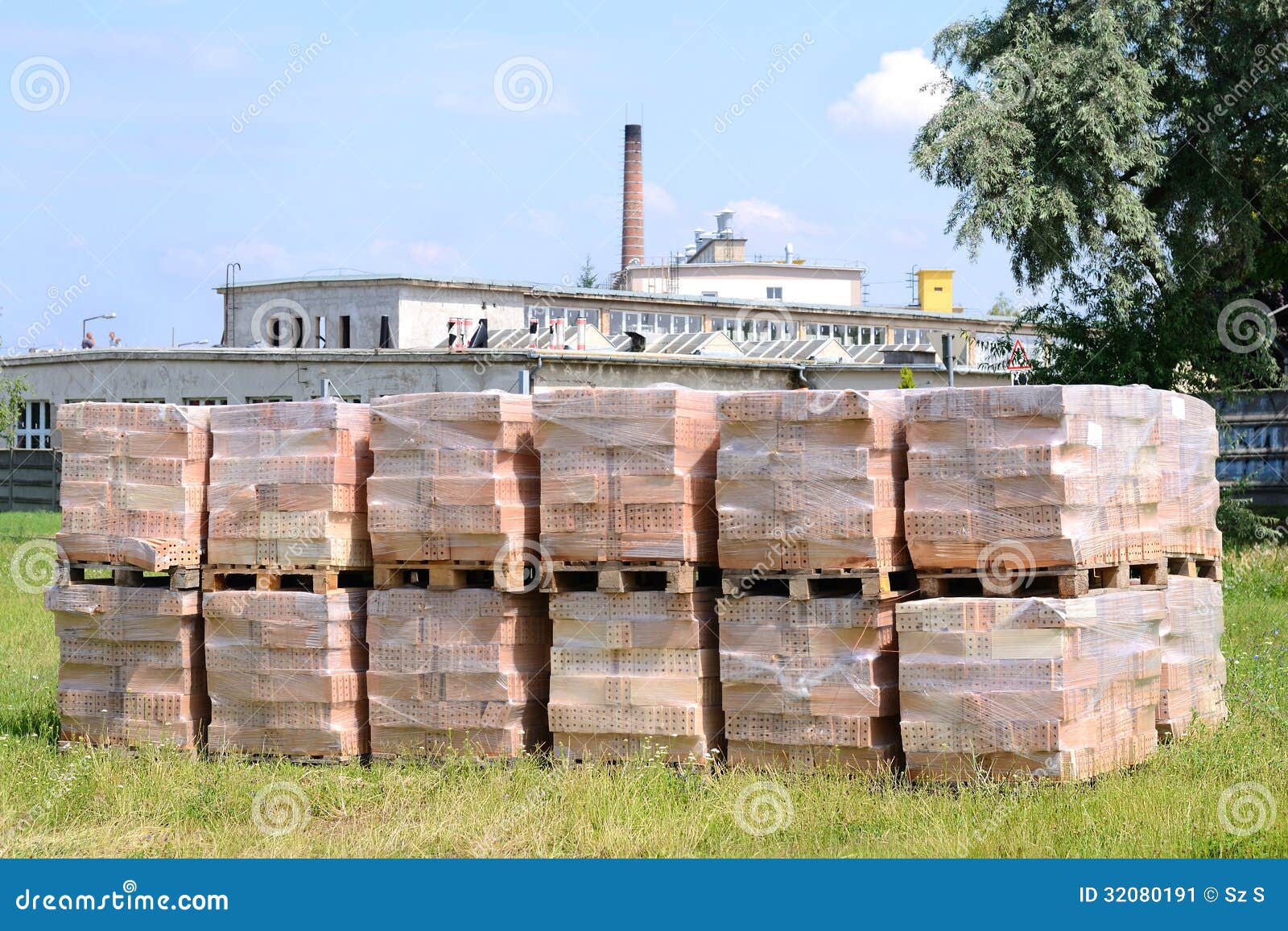 Building Material Bricks in Front of the Factory Stock Image - Image of ...