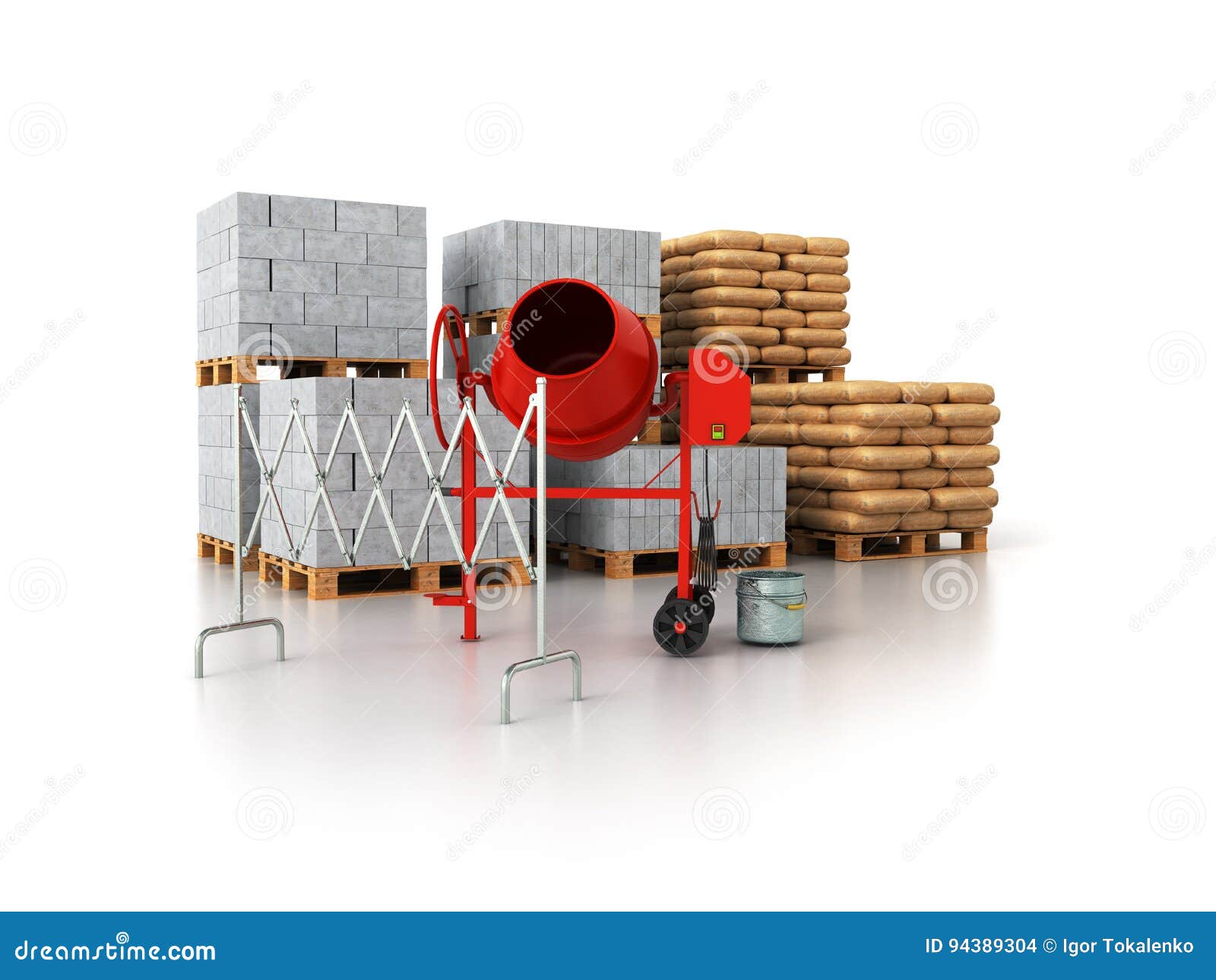 Building Material 3d on a White Background Stock Illustration ...
