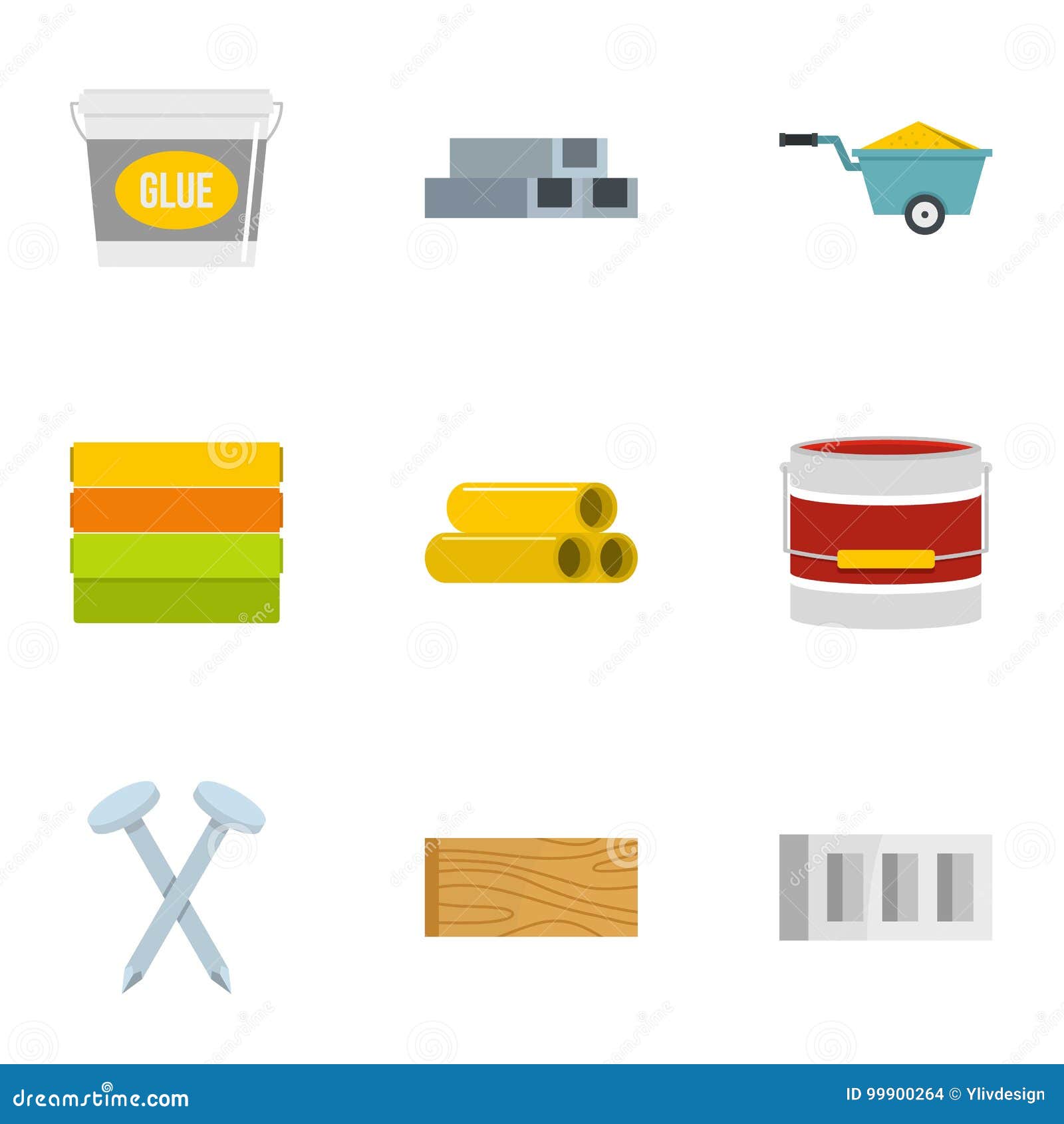 Building Material Icon Set, Flat Style Stock Vector - Illustration of ... Building Material Icon Set, Flat Style Stock Vector - Illustration of ...