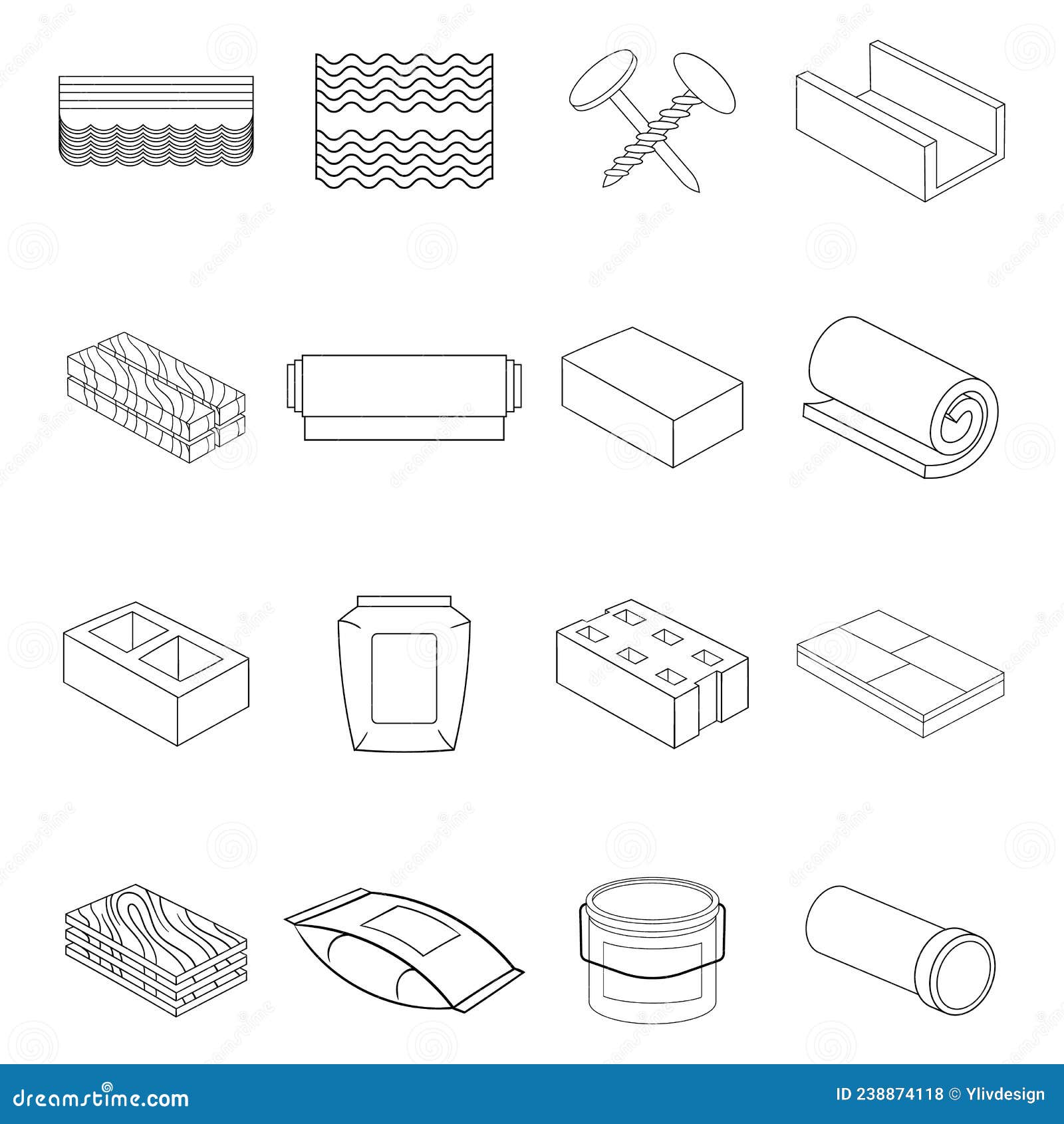 Building Material Icon Set Outline Stock Illustration - Illustration of ... Building Material Icon Set Outline Stock Illustration - Illustration of ...