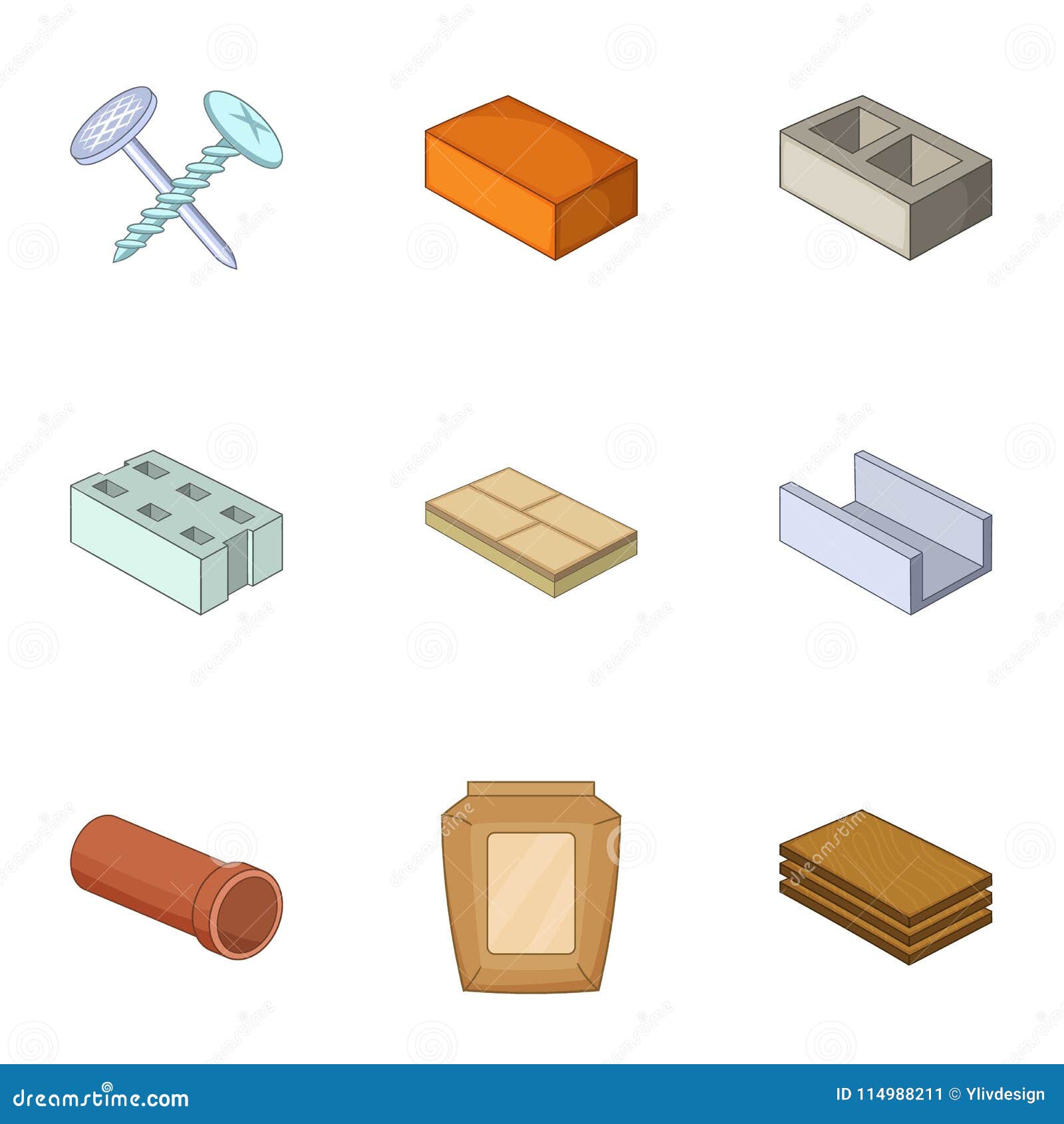 Building Material Icons Set, Cartoon Style Stock Vector - Illustration ... Building Material Icons Set, Cartoon Style Stock Vector - Illustration ...