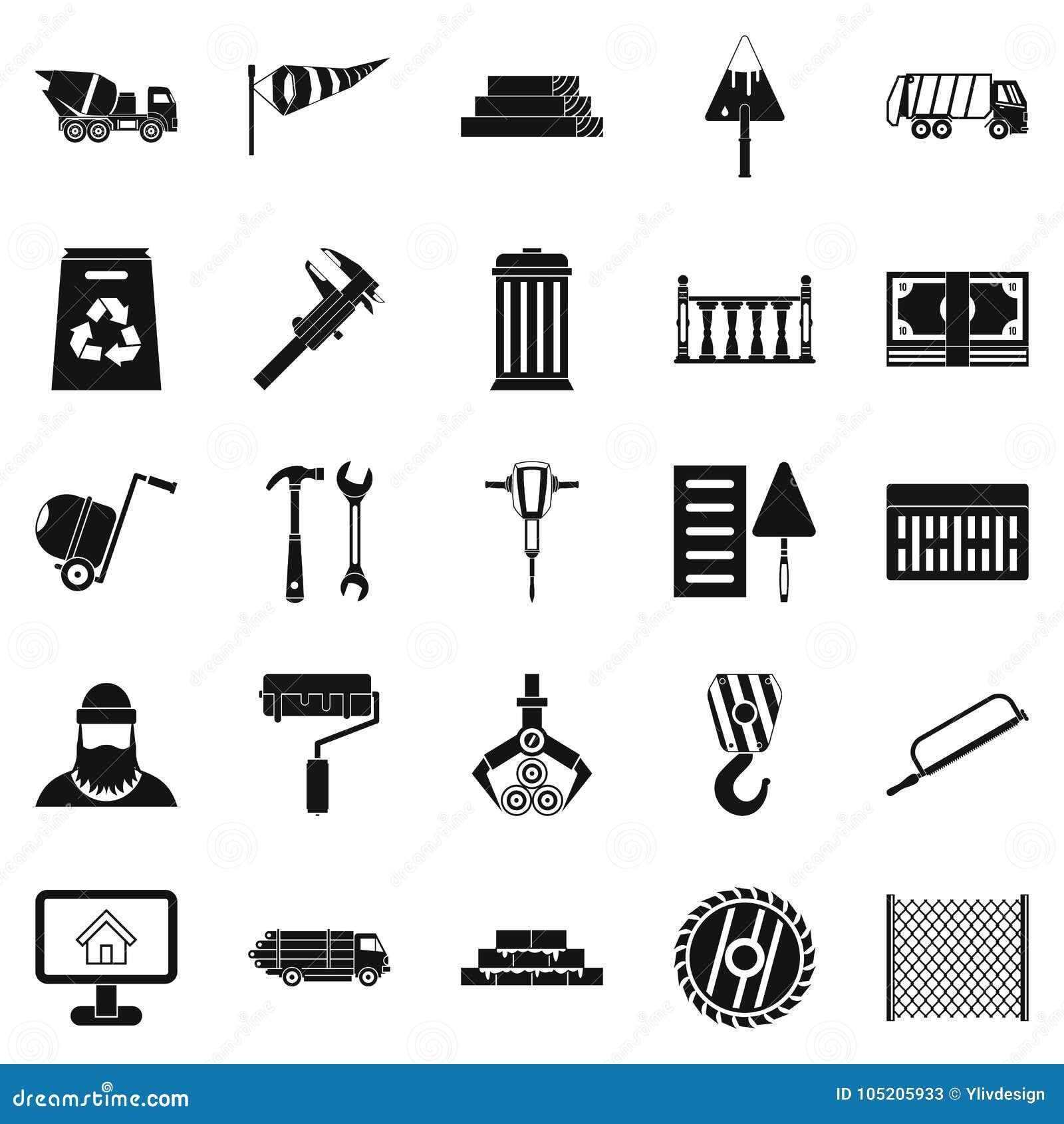 Building Material Icons Set, Simple Style Stock Vector - Illustration ...