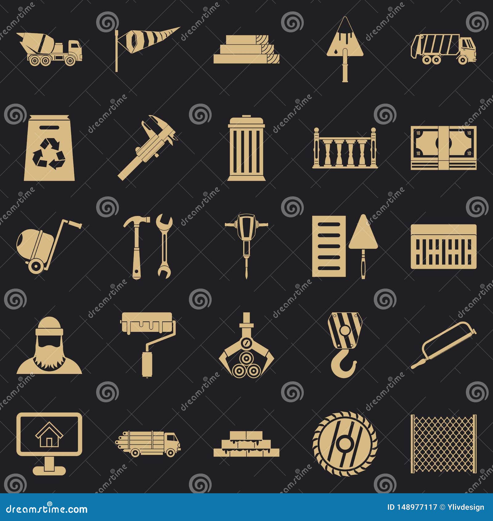 Building Material Icons Set, Simple Style Stock Vector - Illustration ...