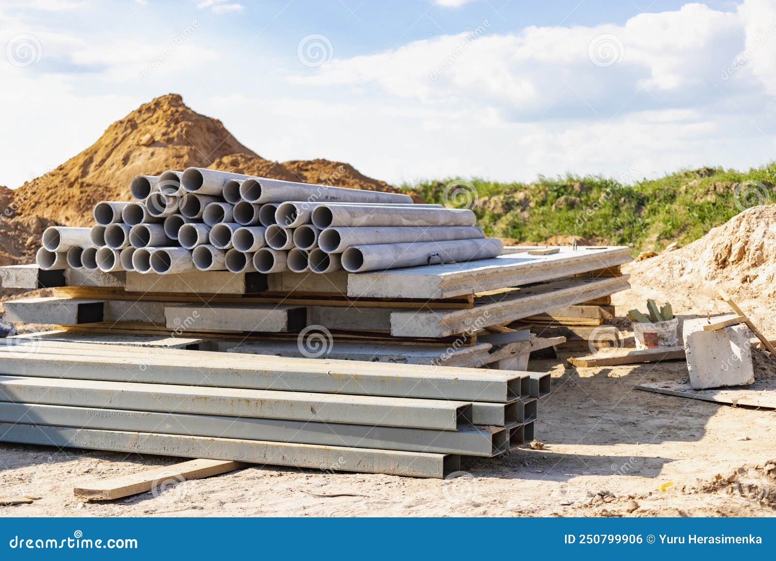Building Materials at a Construction Site. Prepared Materials and ...