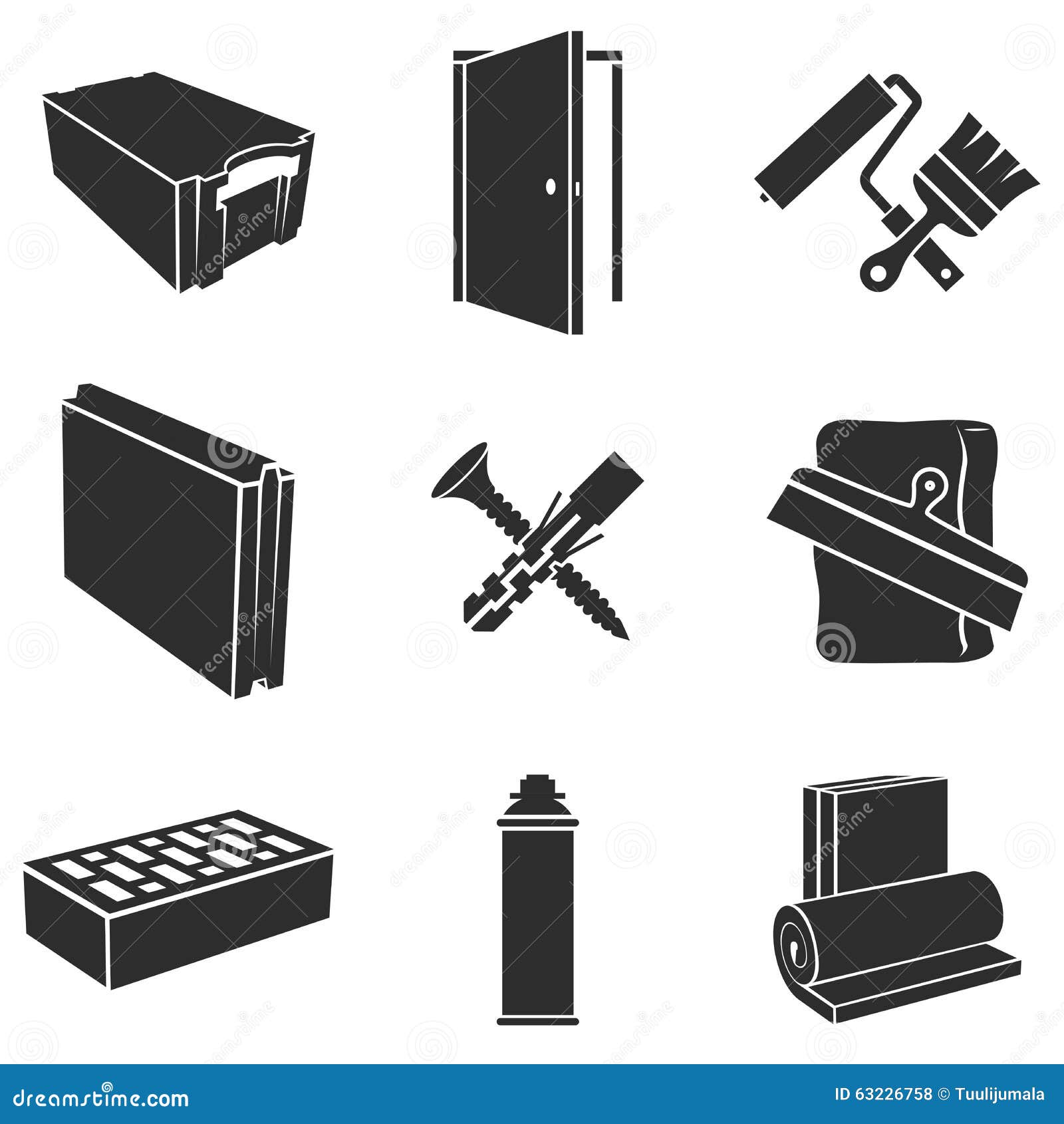 Building materials icons stock vector. Illustration of insulation ...