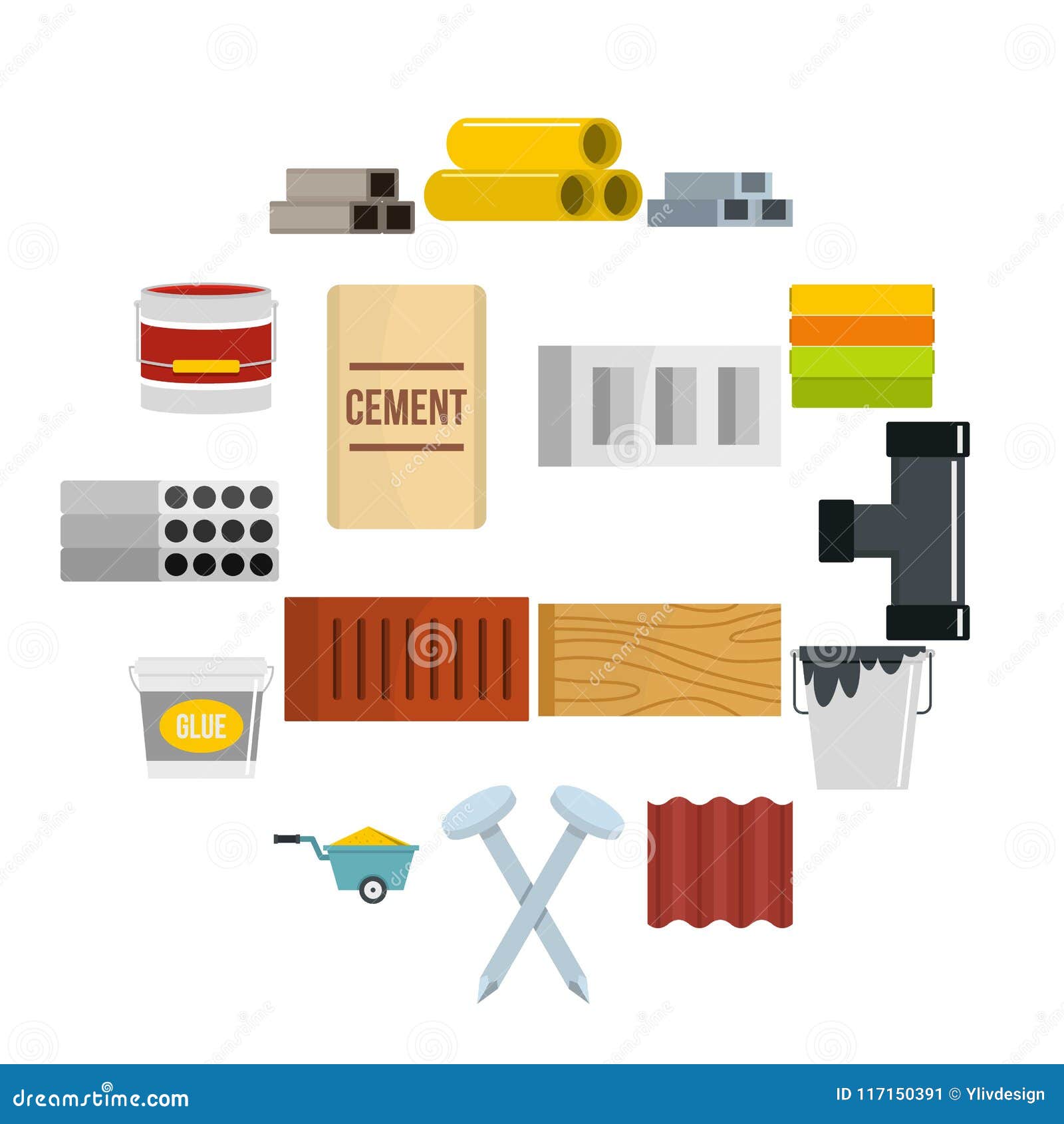 Building Materials Icons Set in Flat Style Stock Vector - Illustration ... Building Materials Icons Set in Flat Style Stock Vector - Illustration ...