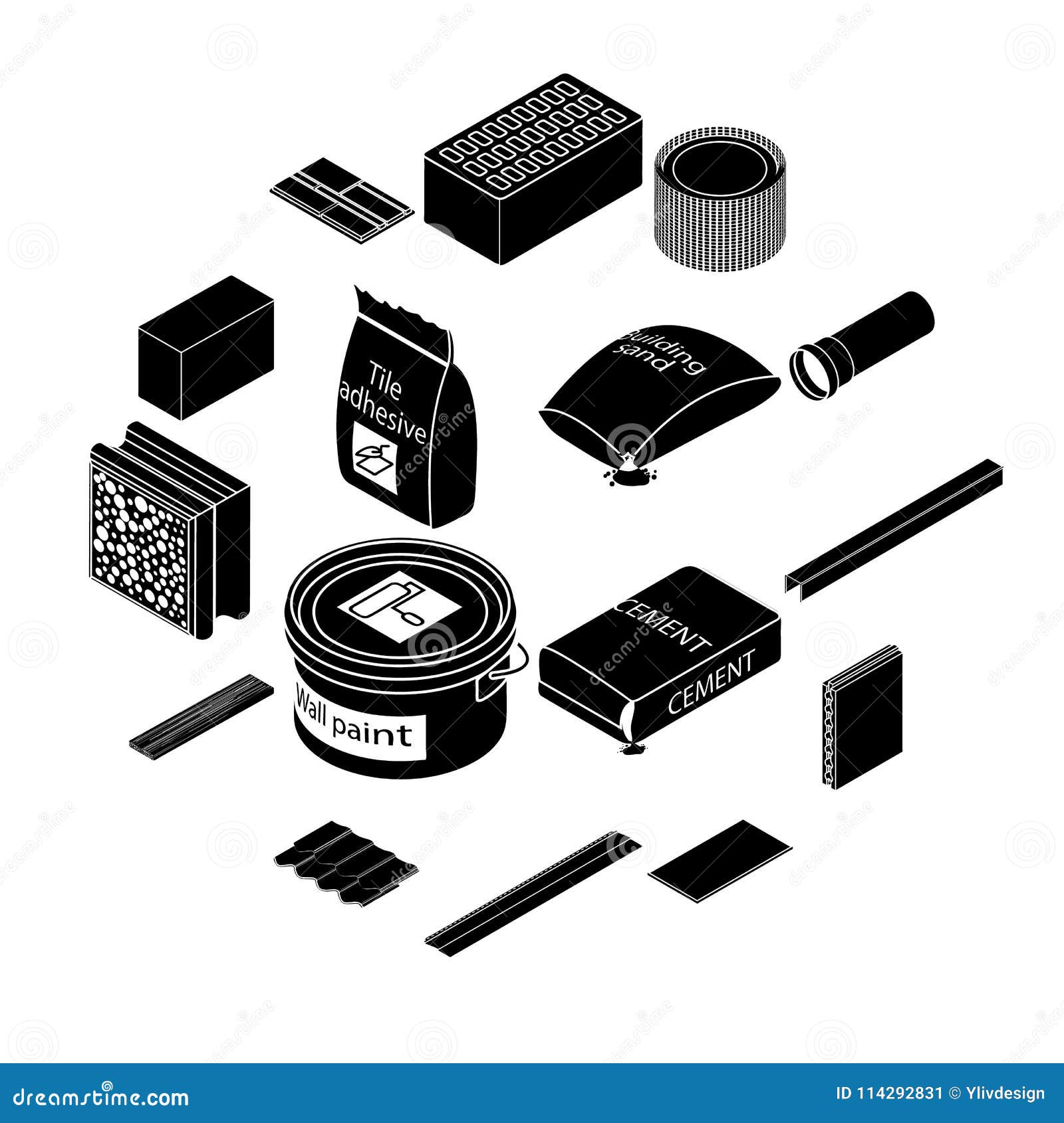 Building Materials Icons Set, Simple Style Stock Vector - Illustration ...