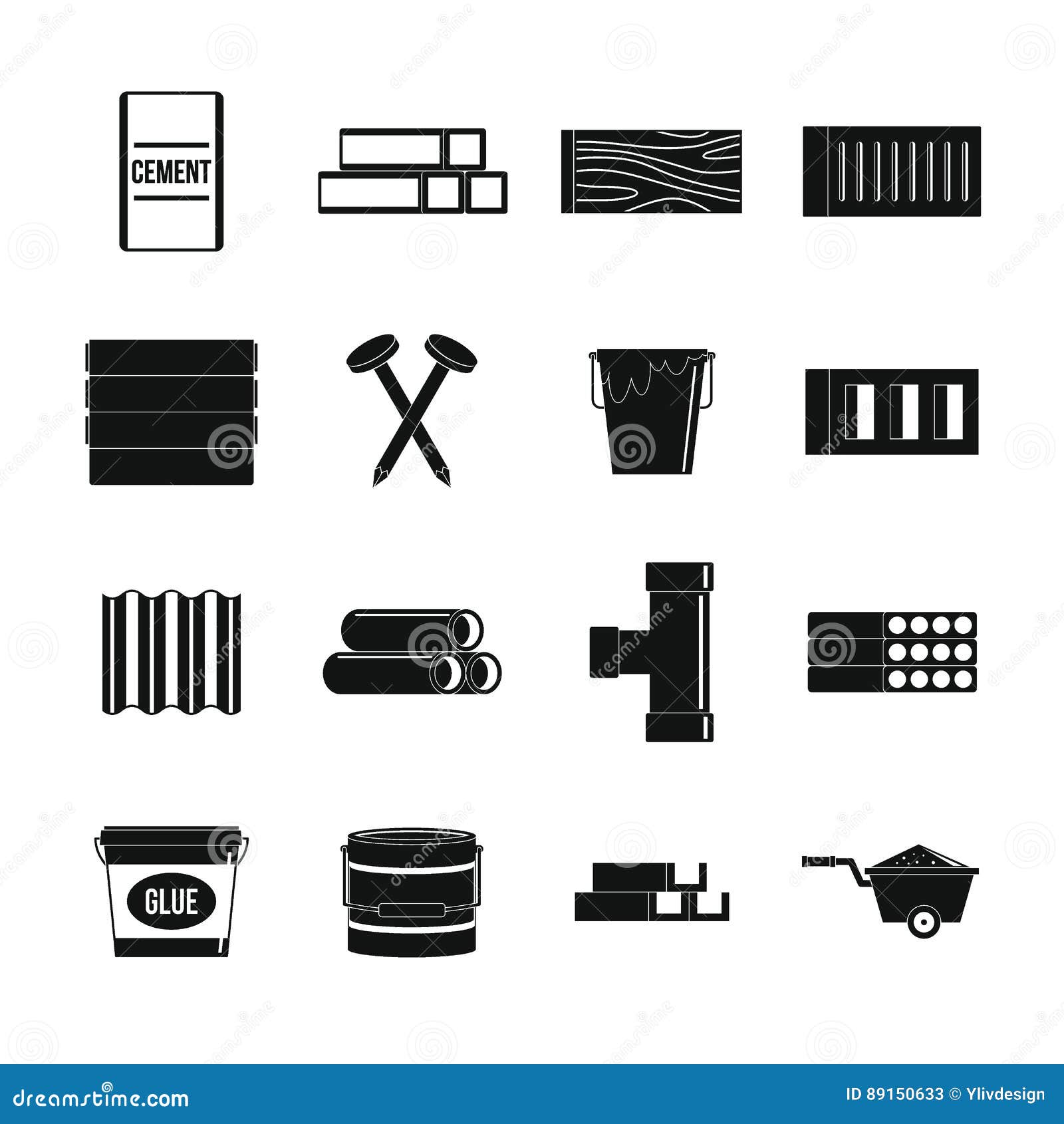 Building Materials Icons Set, Simple Style Stock Vector - Illustration ...