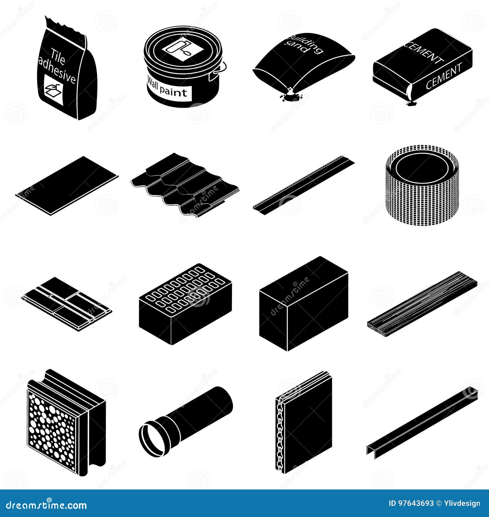 Building Materials Icons Set, Simple Style Stock Vector - Illustration ...
