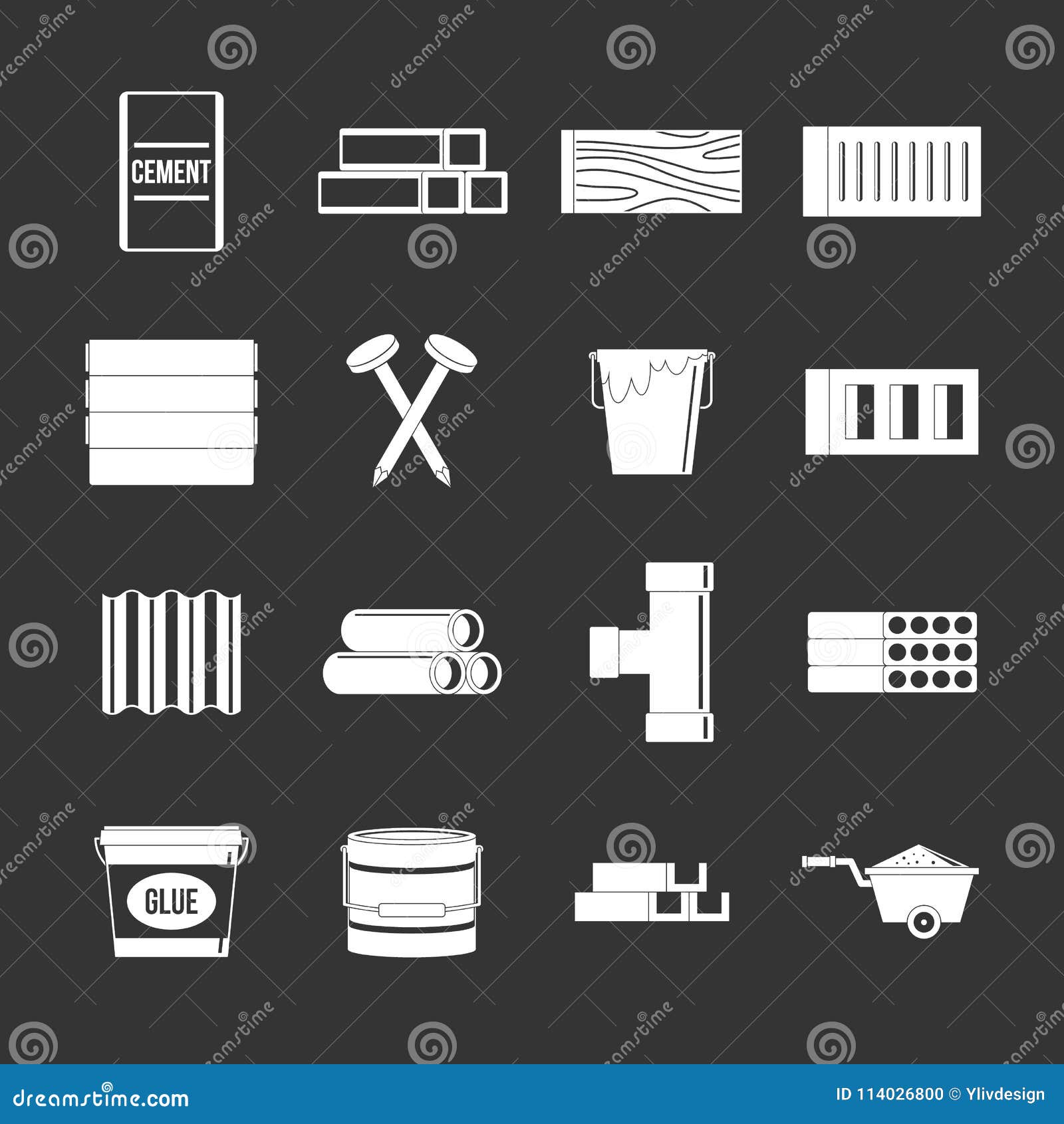 Building Materials Icons Set Grey Vector Stock Vector - Illustration of ...
