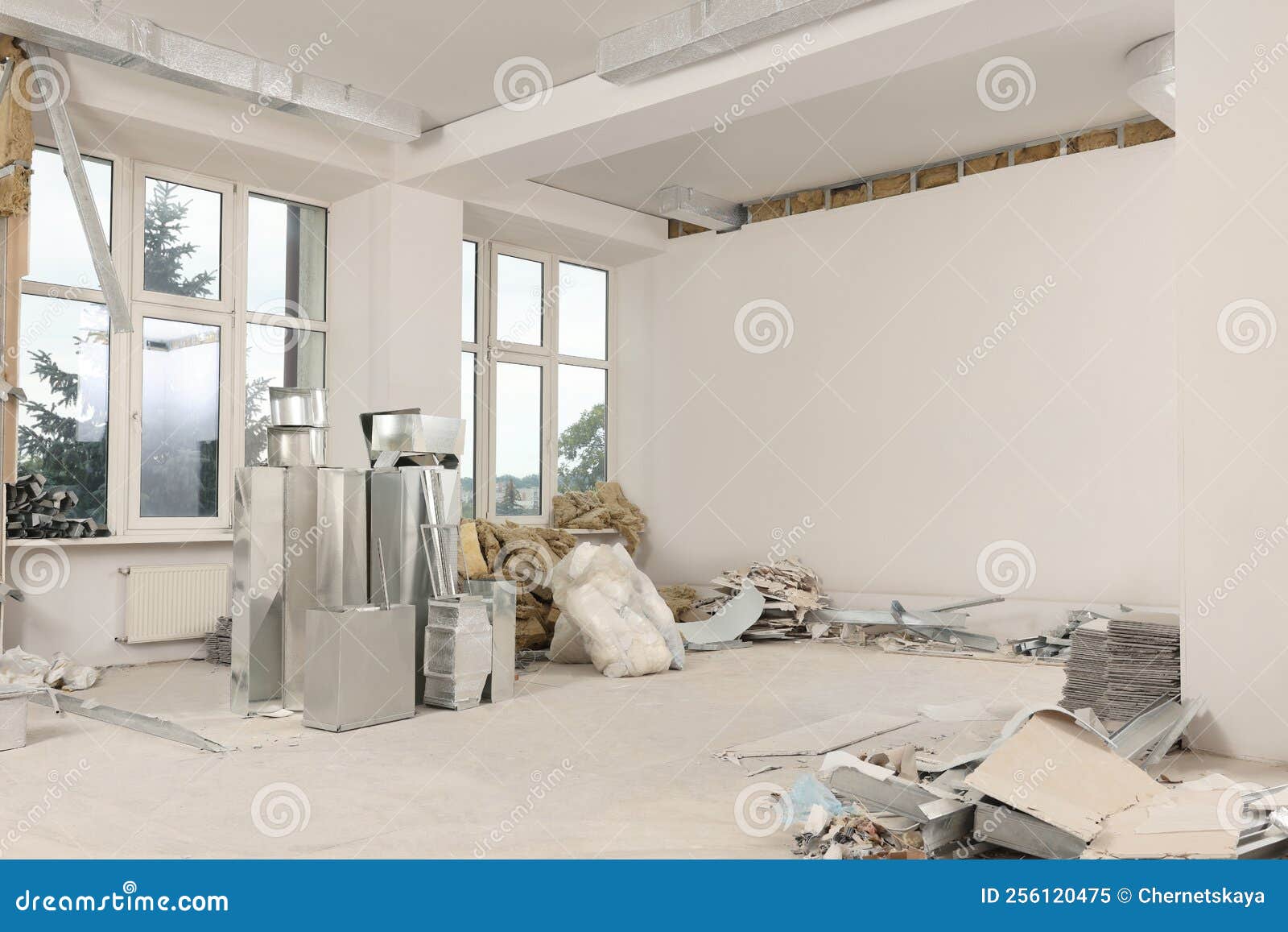 Building Materials in Room Prepared for Renovation Stock Image - Image ...