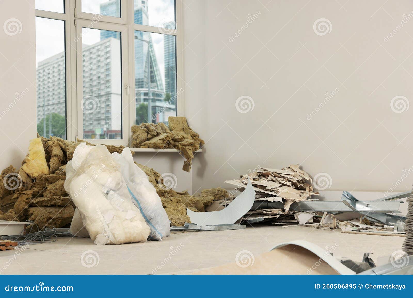 Building Materials in Room Prepared for Renovation Stock Image - Image ...